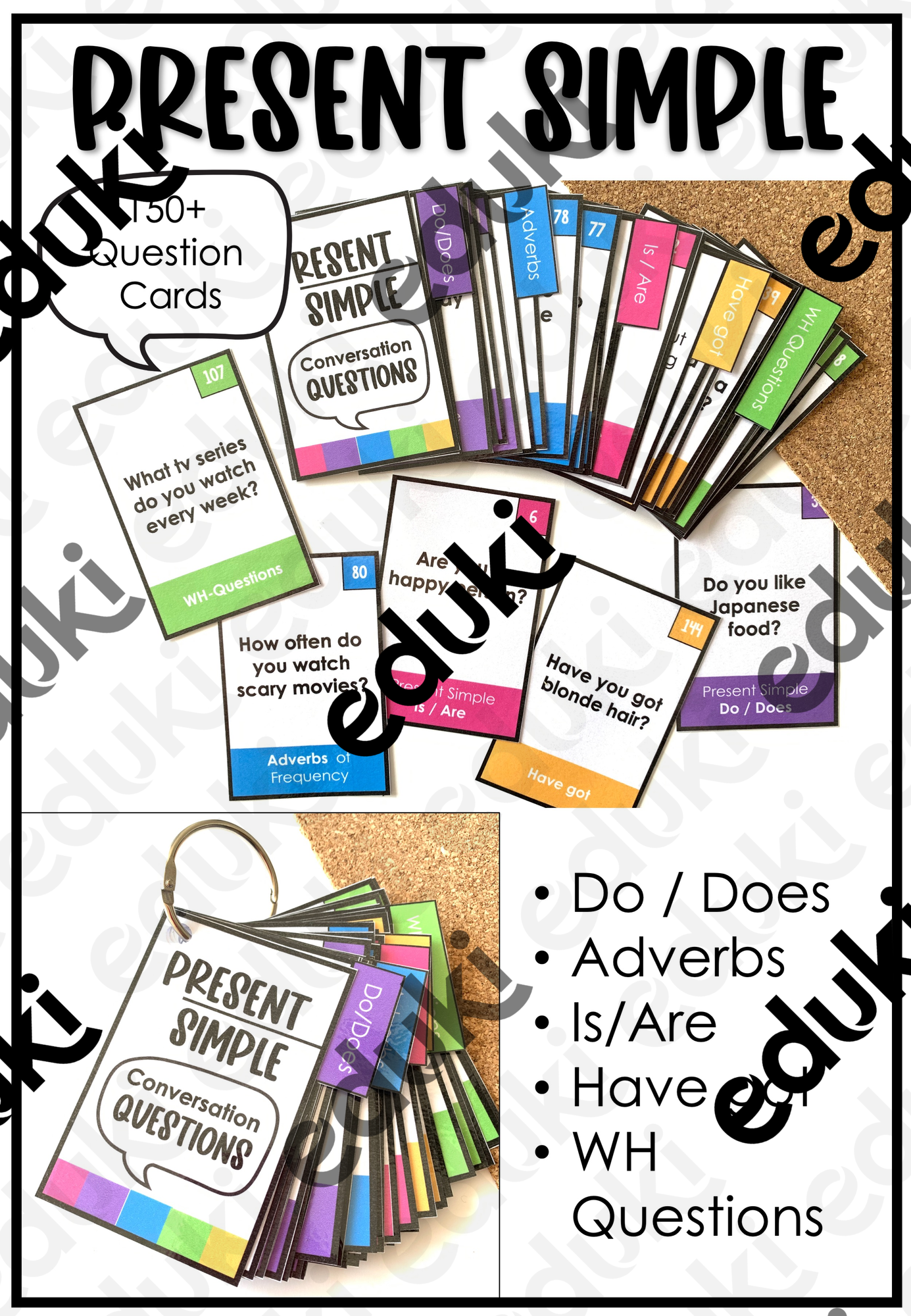English Present Simple Conversation Cards - material de la siguiente ...