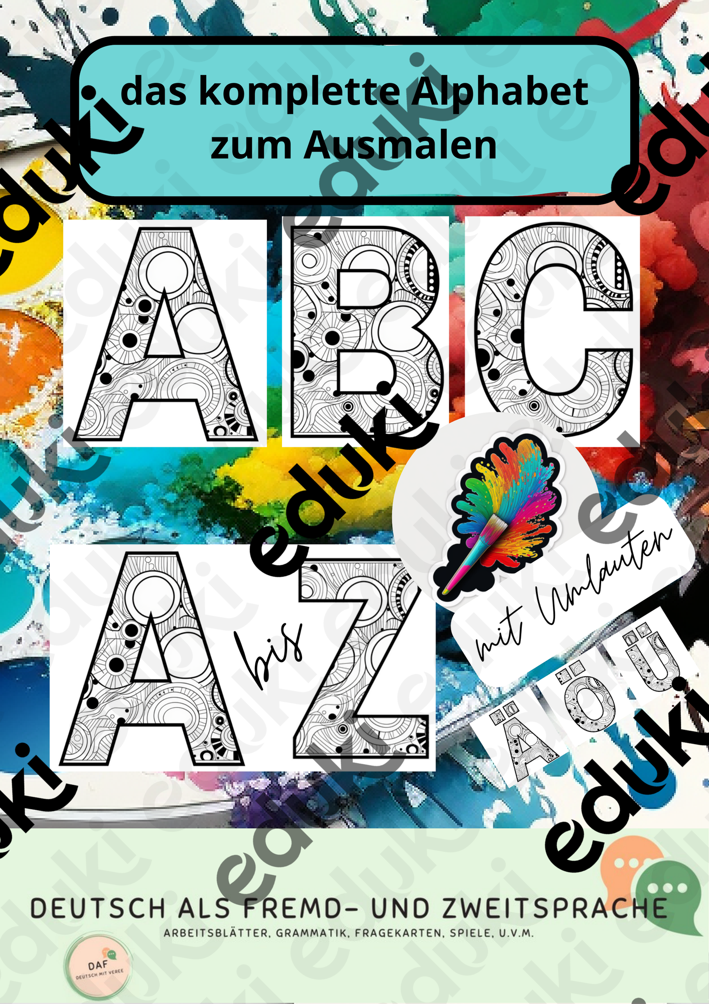 ABC - Das Alphabet ausmalen - alle Buchstaben mit Umlauten ...