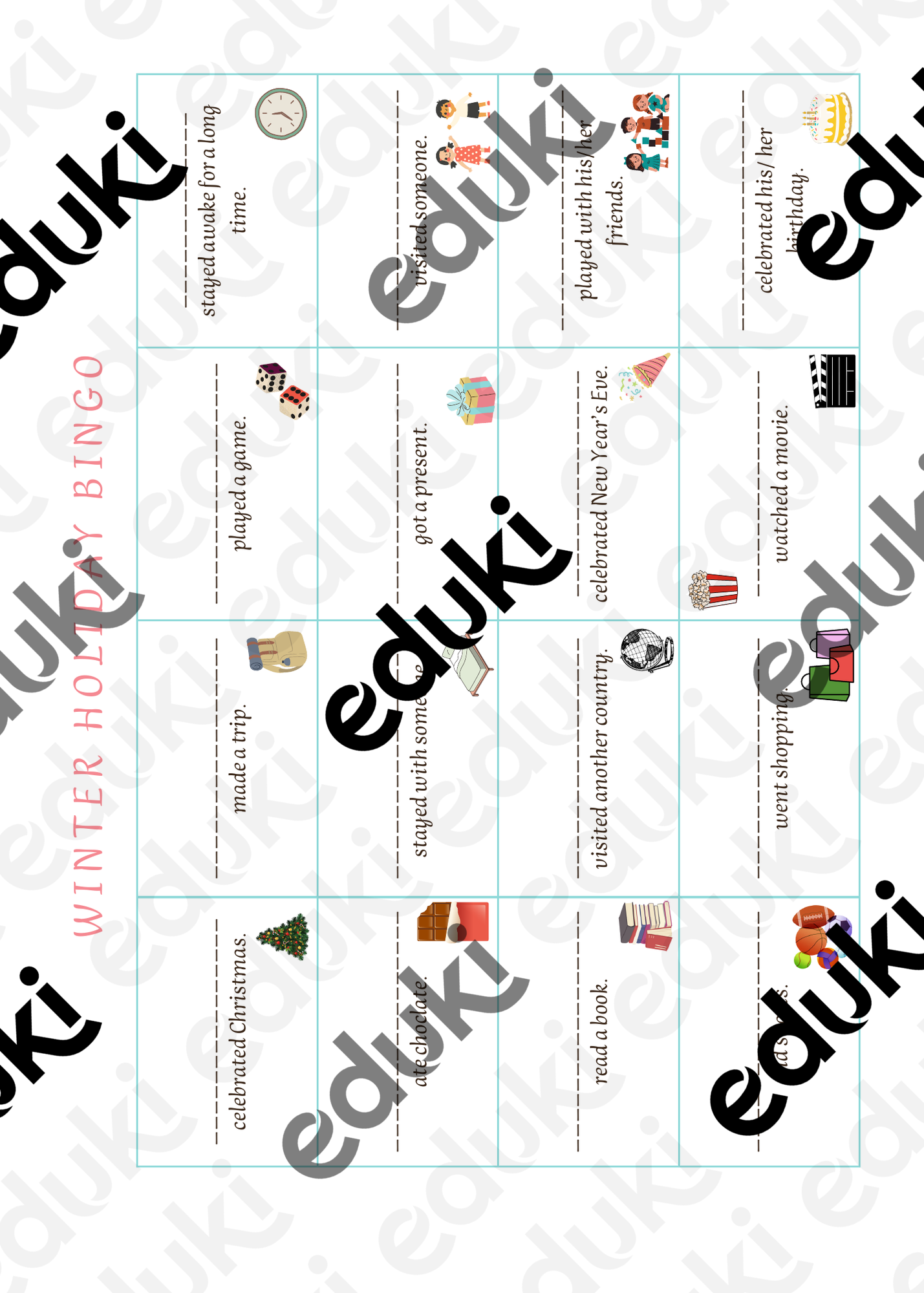 Winter Holiday Bingo – Unterrichtsmaterial im Fach Englisch