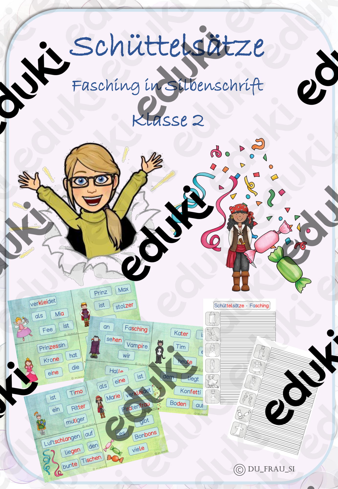 Schüttelsätze Fasching in Silbenschrift/Druckschrift ...