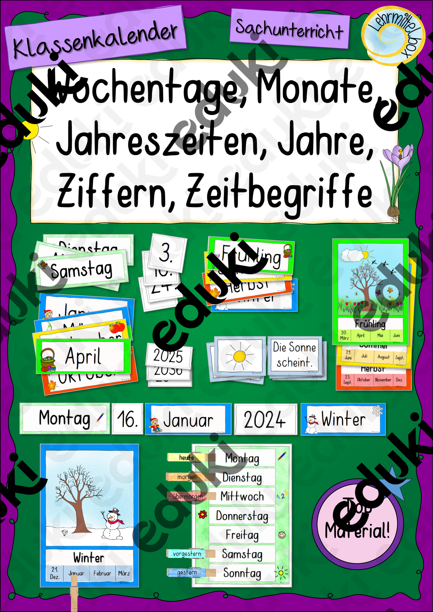 Klassenkalender: Wochentage, Monate, Jahreszeiten, Zeitbegriffe, Jahre ...