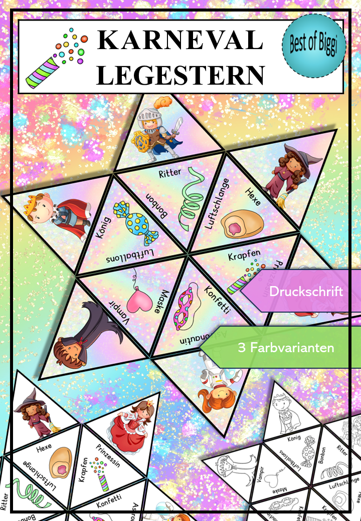 Legestern Wortschatz Fasching DaF DaZ A1 A2 – Unterrichtsmaterial im ...