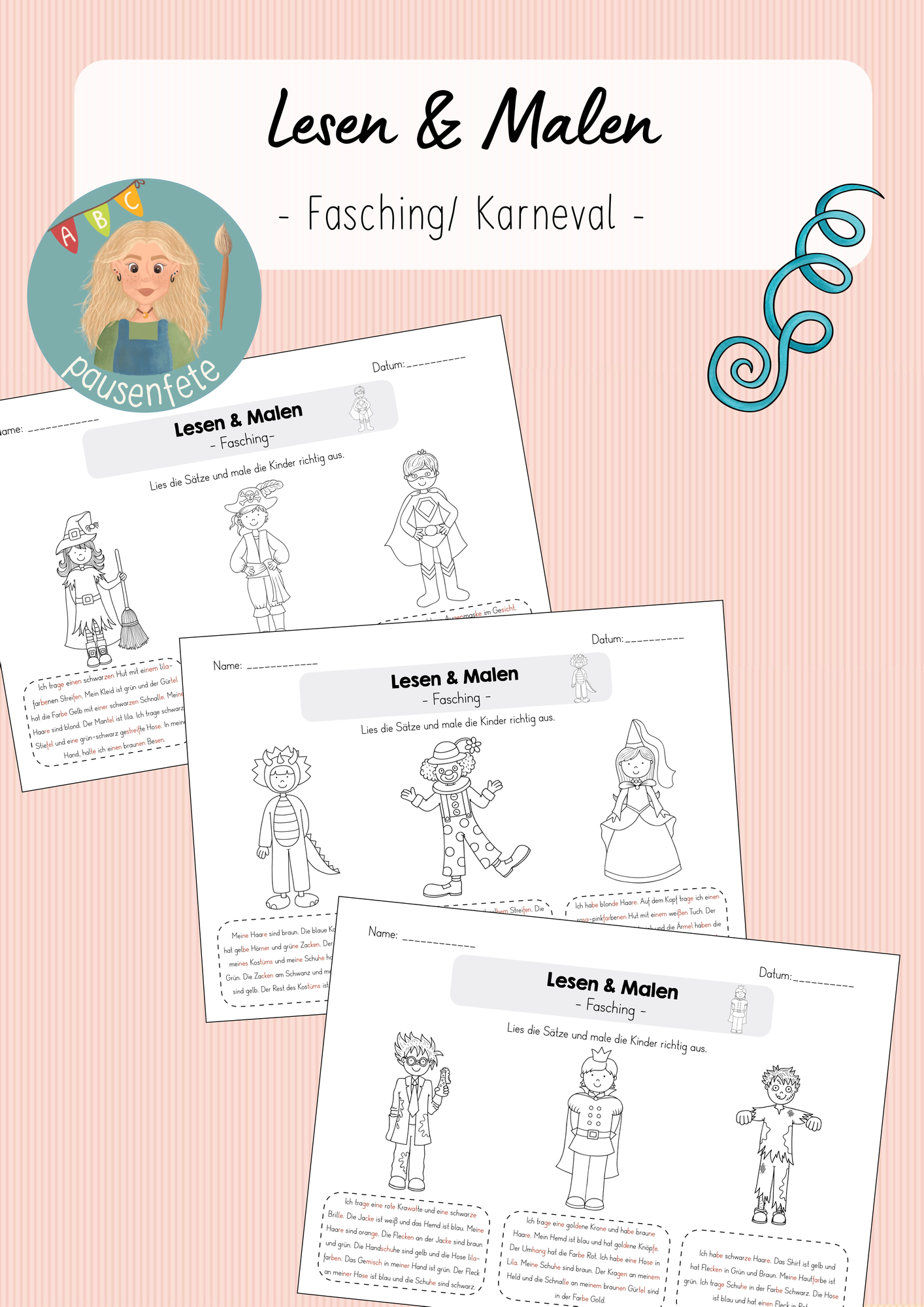 Lesen & Malen - Fasching/ Karneval – Unterrichtsmaterial in den Fächern ...