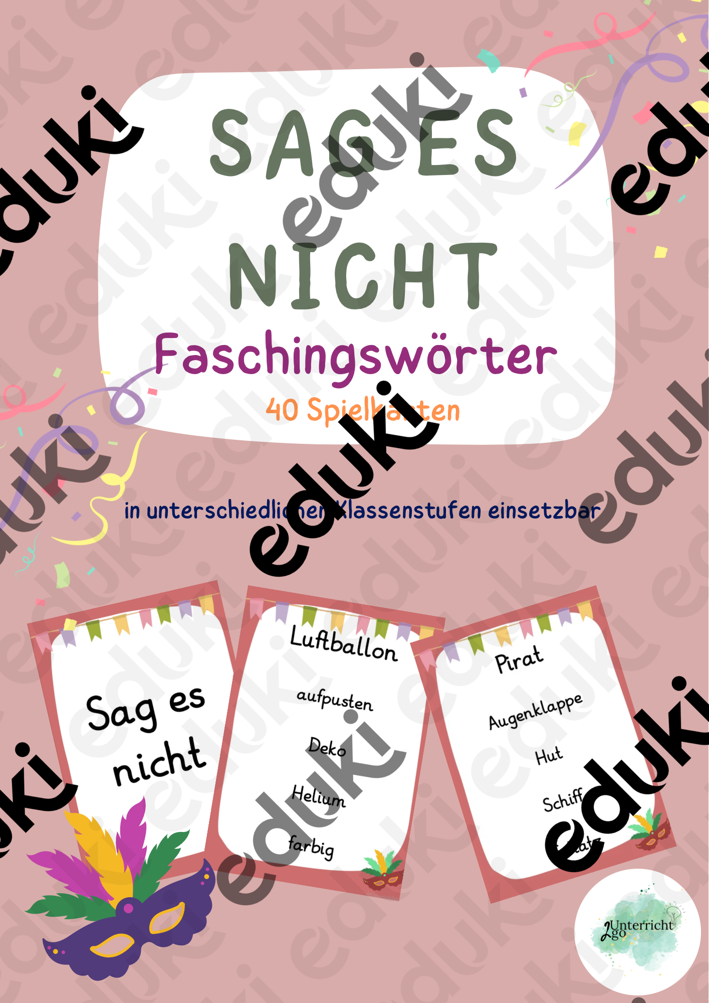 Sag es nicht (Fasching) - Spiel – Unterrichtsmaterial in den Fächern ...