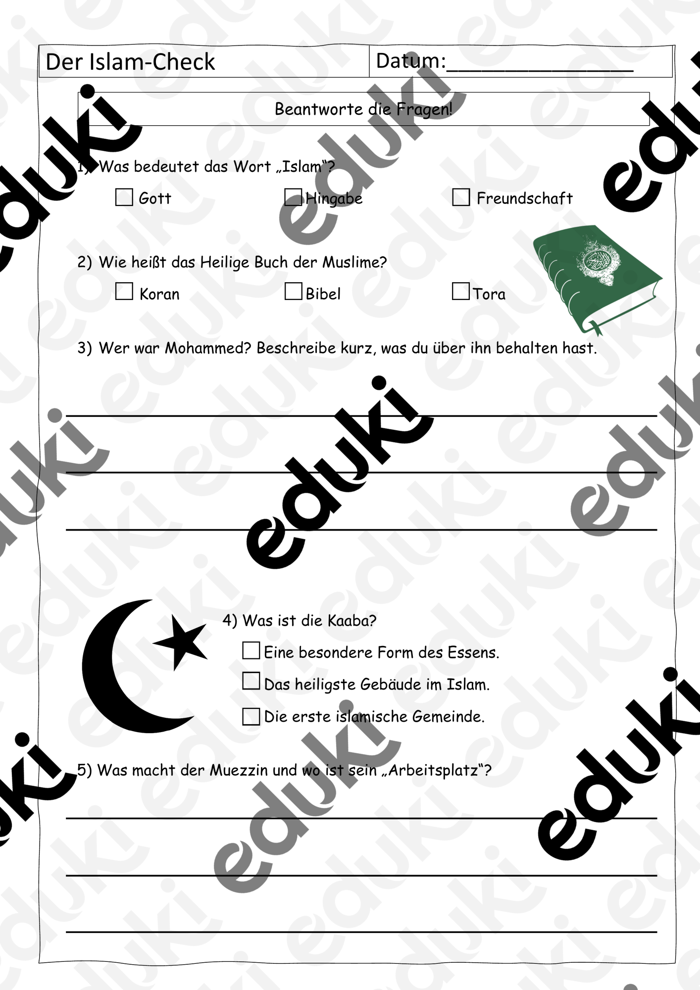 Quiz zum Islam Check (Checker-Reportage) - mit Lösung ...
