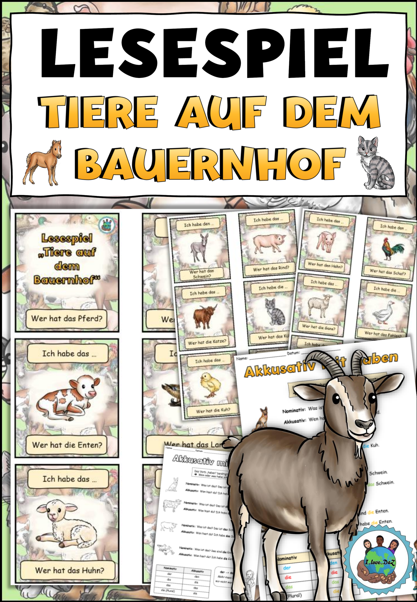 Lesespiel "Tiere auf dem Bauernhof" DaZ / DaF / Deutsch ...