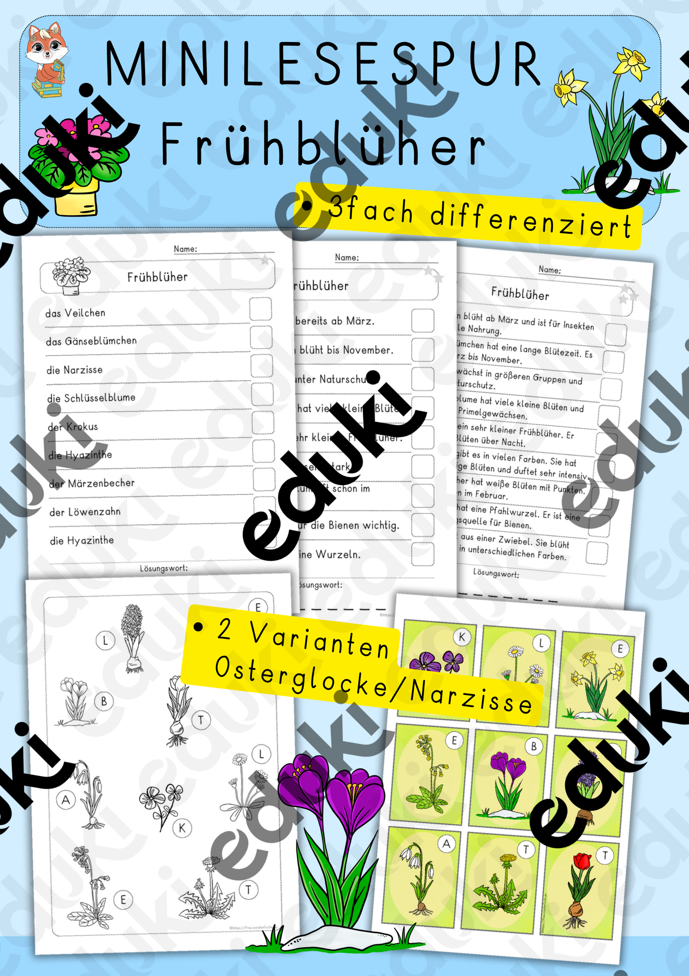 Minilesespur Frühblüher, Lesespaziergang – Unterrichtsmaterial in den ...