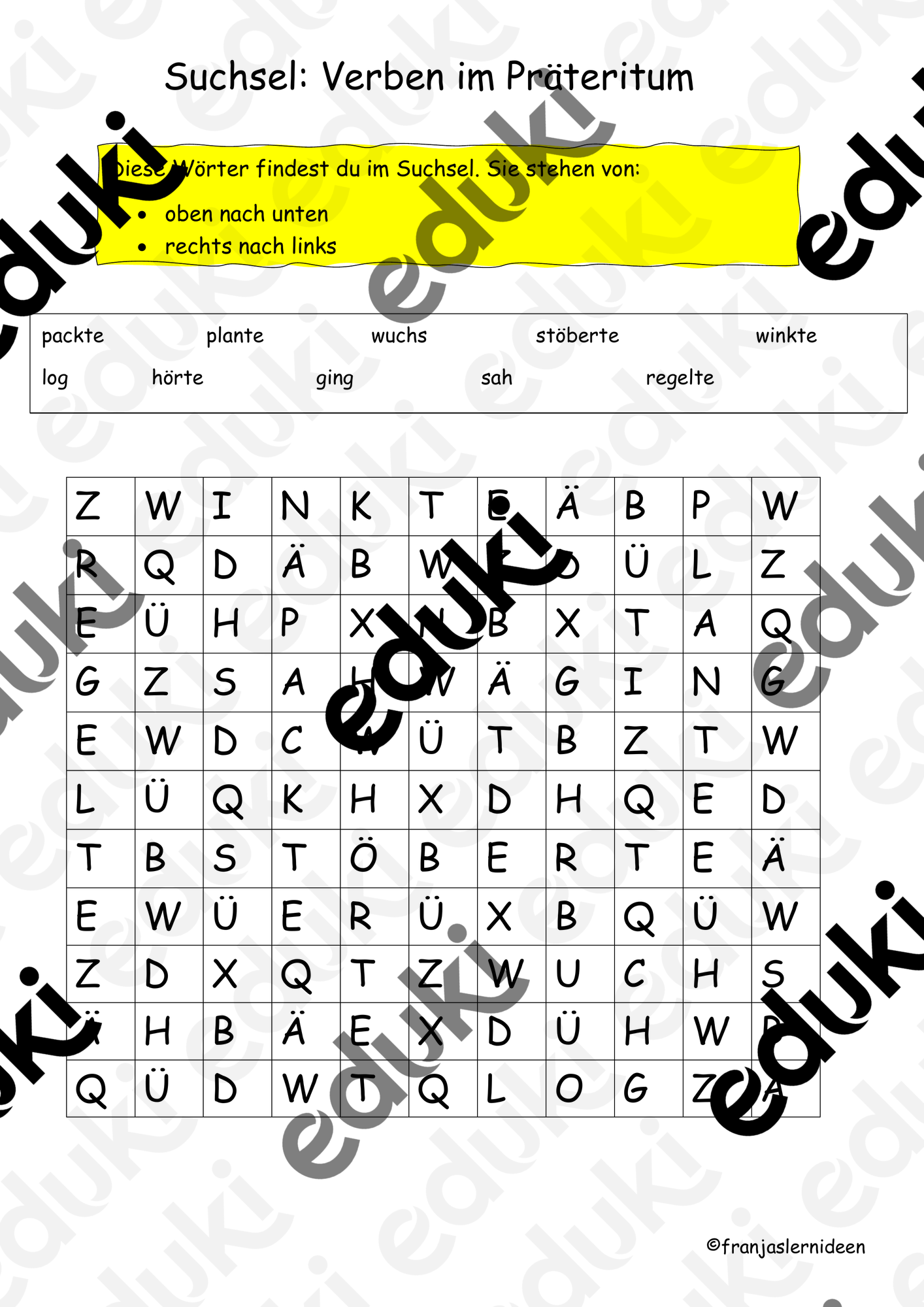 Suchsel Präteritum kostenlos – Unterrichtsmaterial im Fach Deutsch
