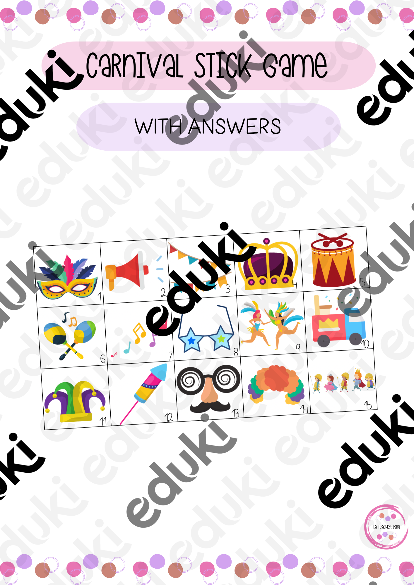 CARNIVAL STICK GAME - with answers - material de la siguiente ...
