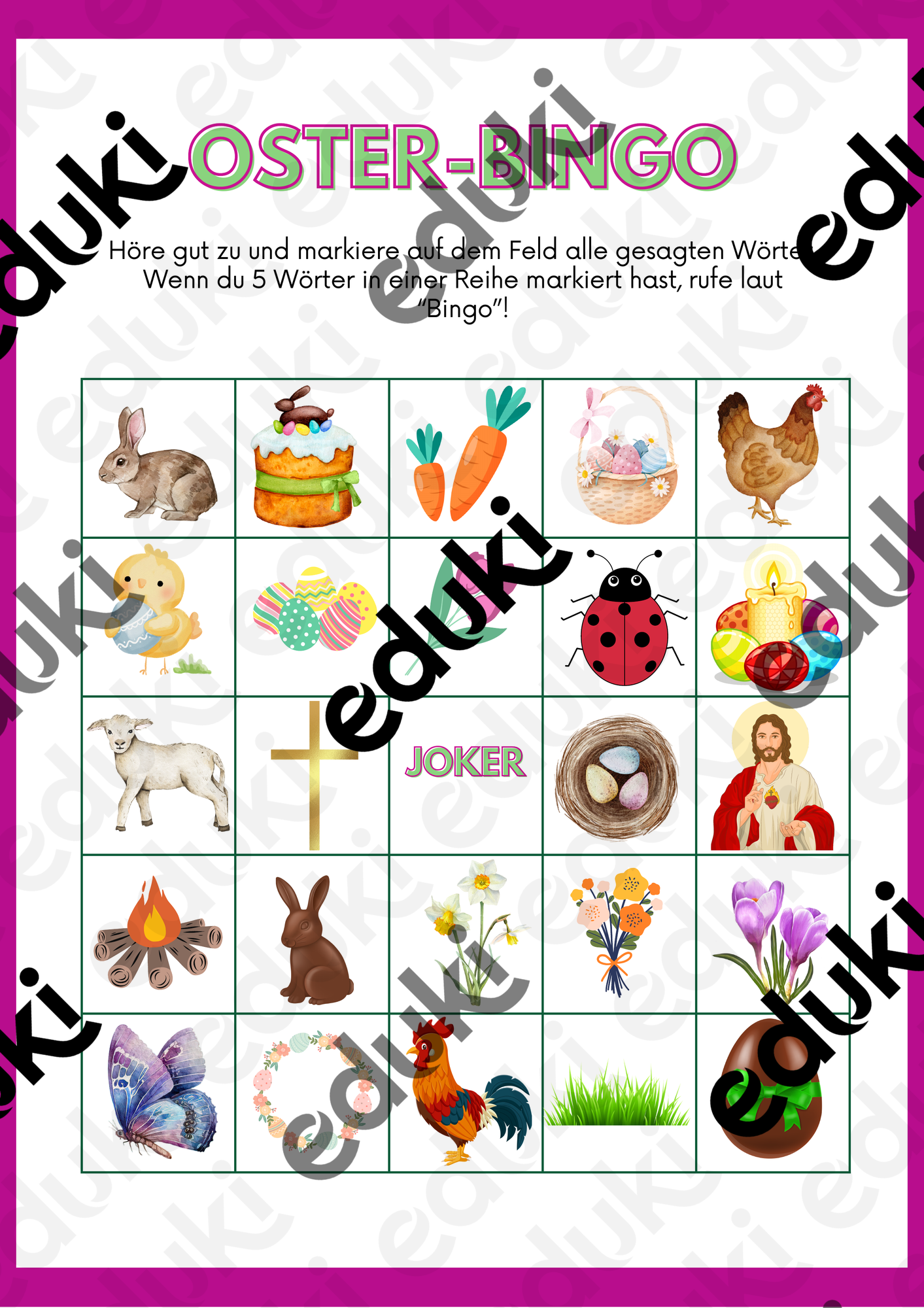 Bildkarten Ostern und Bingo – Unterrichtsmaterial im Fach DaZ/DaF