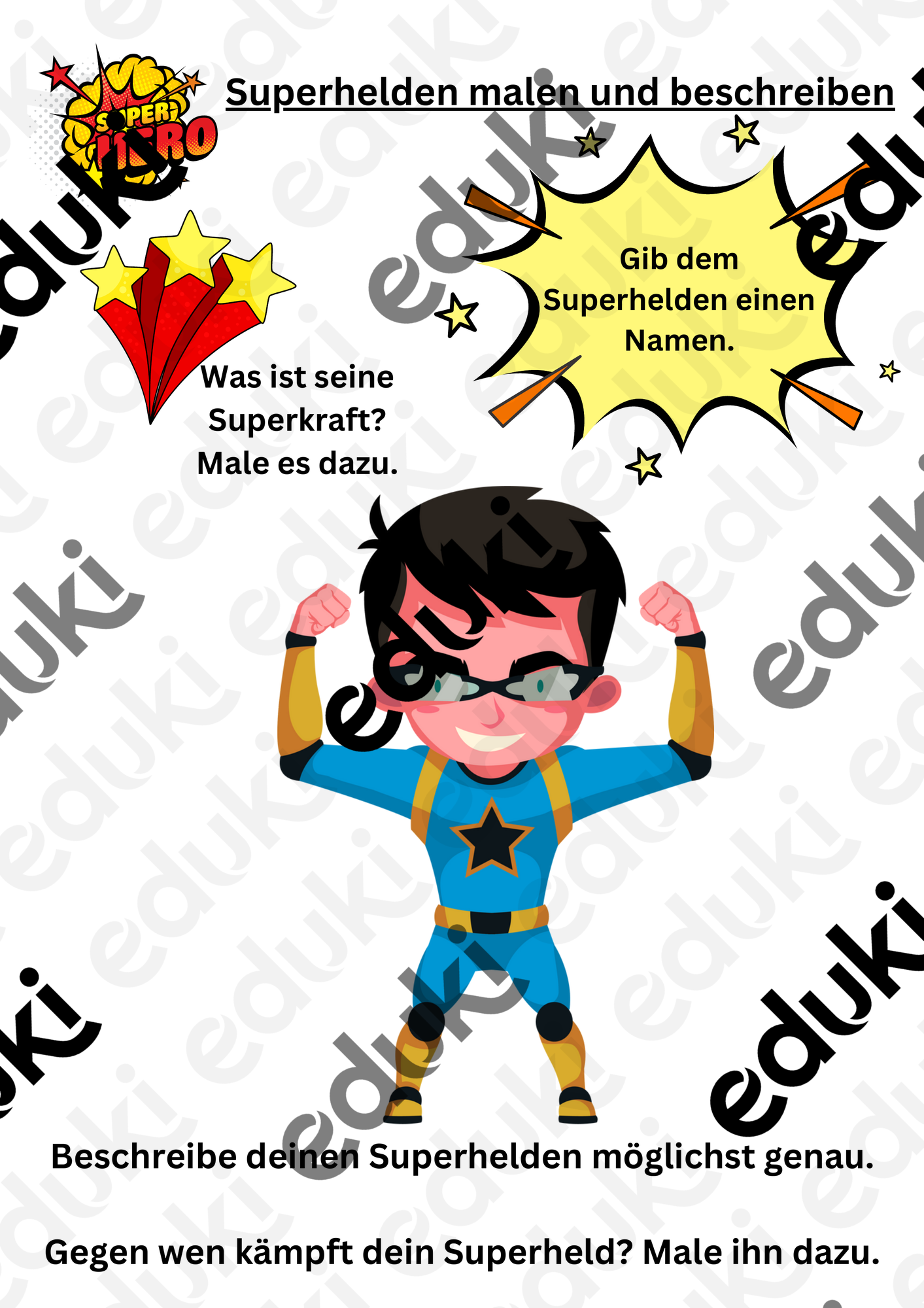 Fertig-Aufgaben: Superhelden malen und beschreiben ...
