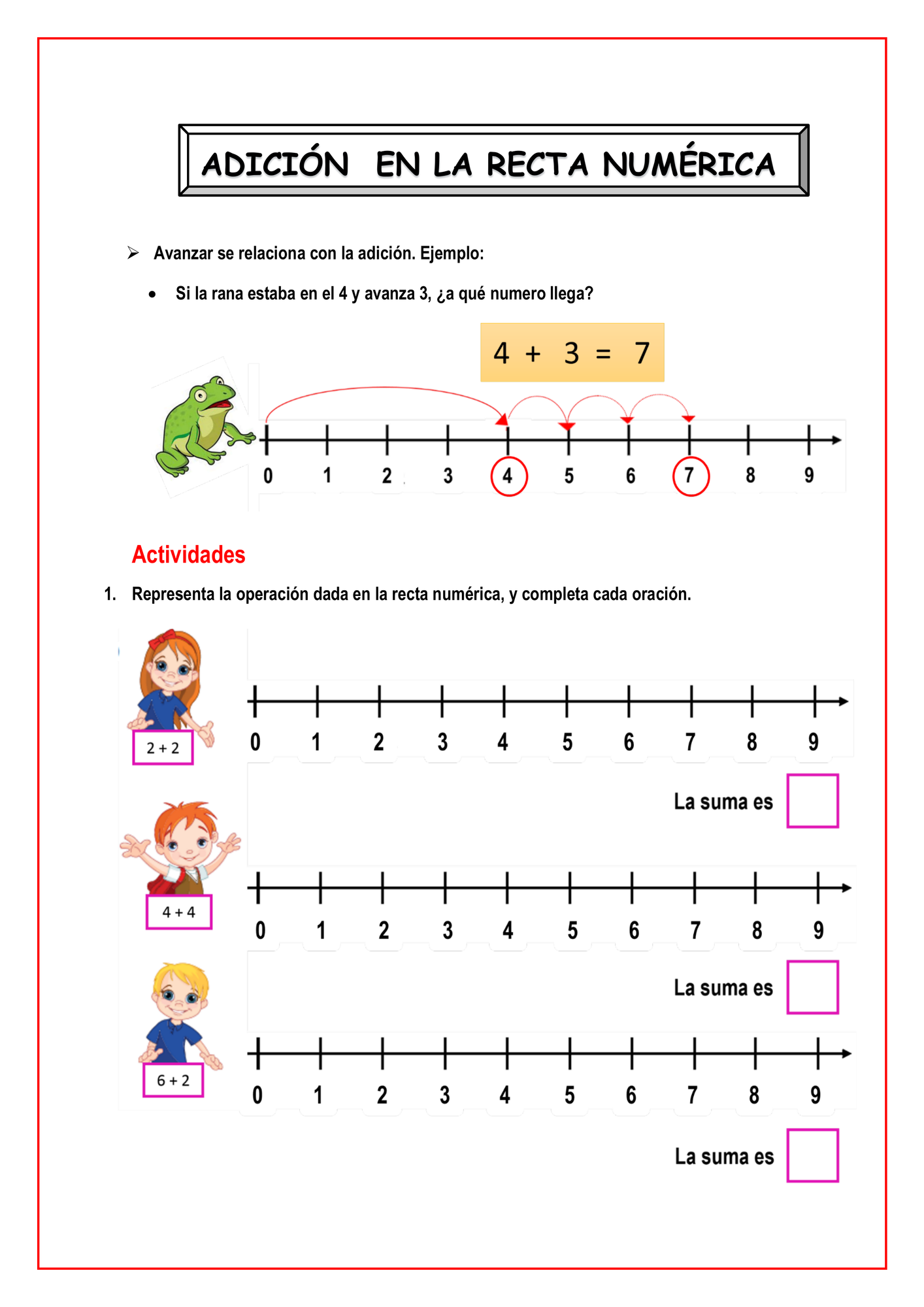 ADICIÓN EN LA RECTA NUMÉRICA - material de la siguiente asignatura ...
