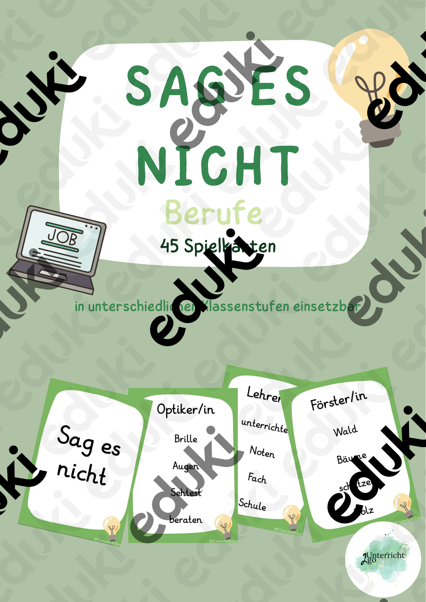 Sag es nicht - Spiel (Berufe) – Unterrichtsmaterial im Fach Deutsch