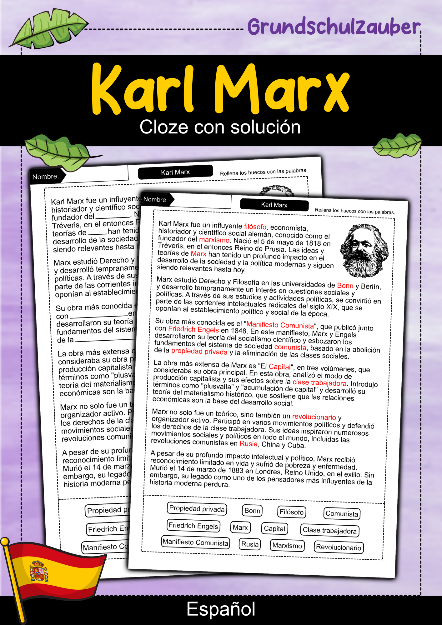 Karl Marx - Cloze con solución - Famosos (español ...