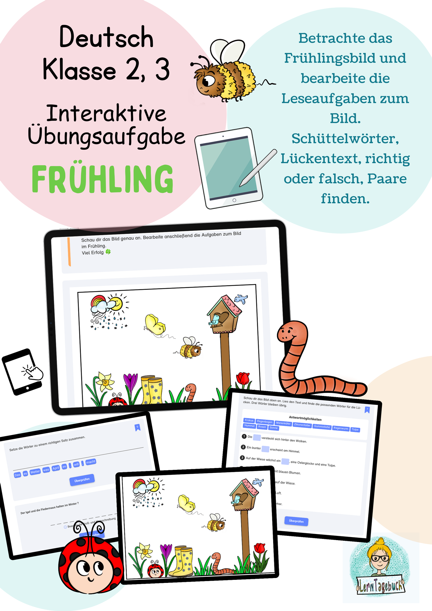 Interaktiv Frühling Deutsch 2.Klasse, 3.Klasse Leseaufgabe zu einem ...