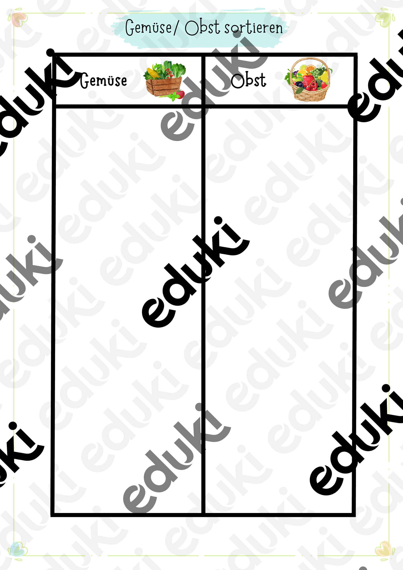 Gemüse/ Obst sortieren| Arbeitsblatt| kostenlos – Unterrichtsmaterial ...