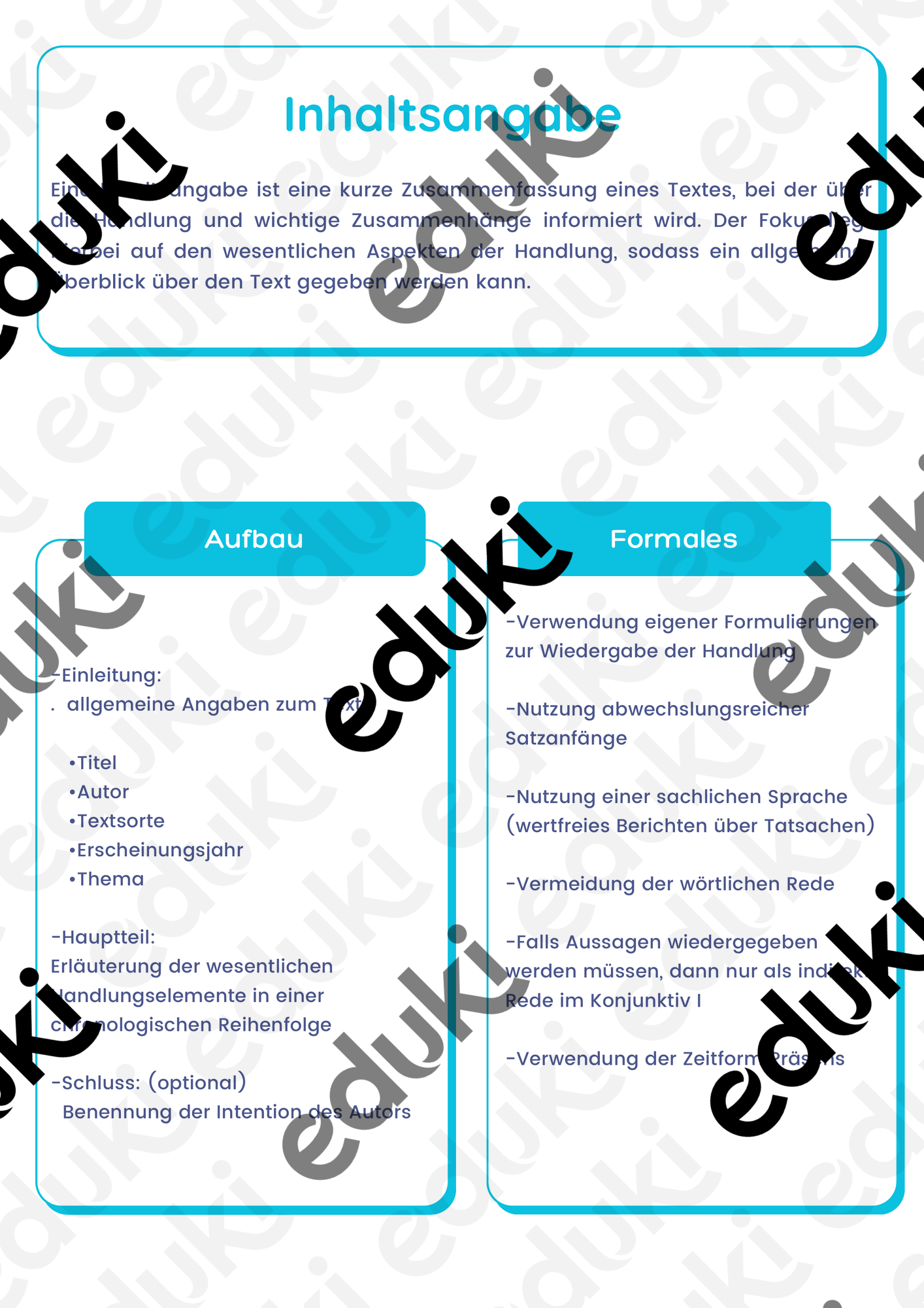 Aufbau Inhaltsangabe_literarischer Text – Unterrichtsmaterial im Fach ...