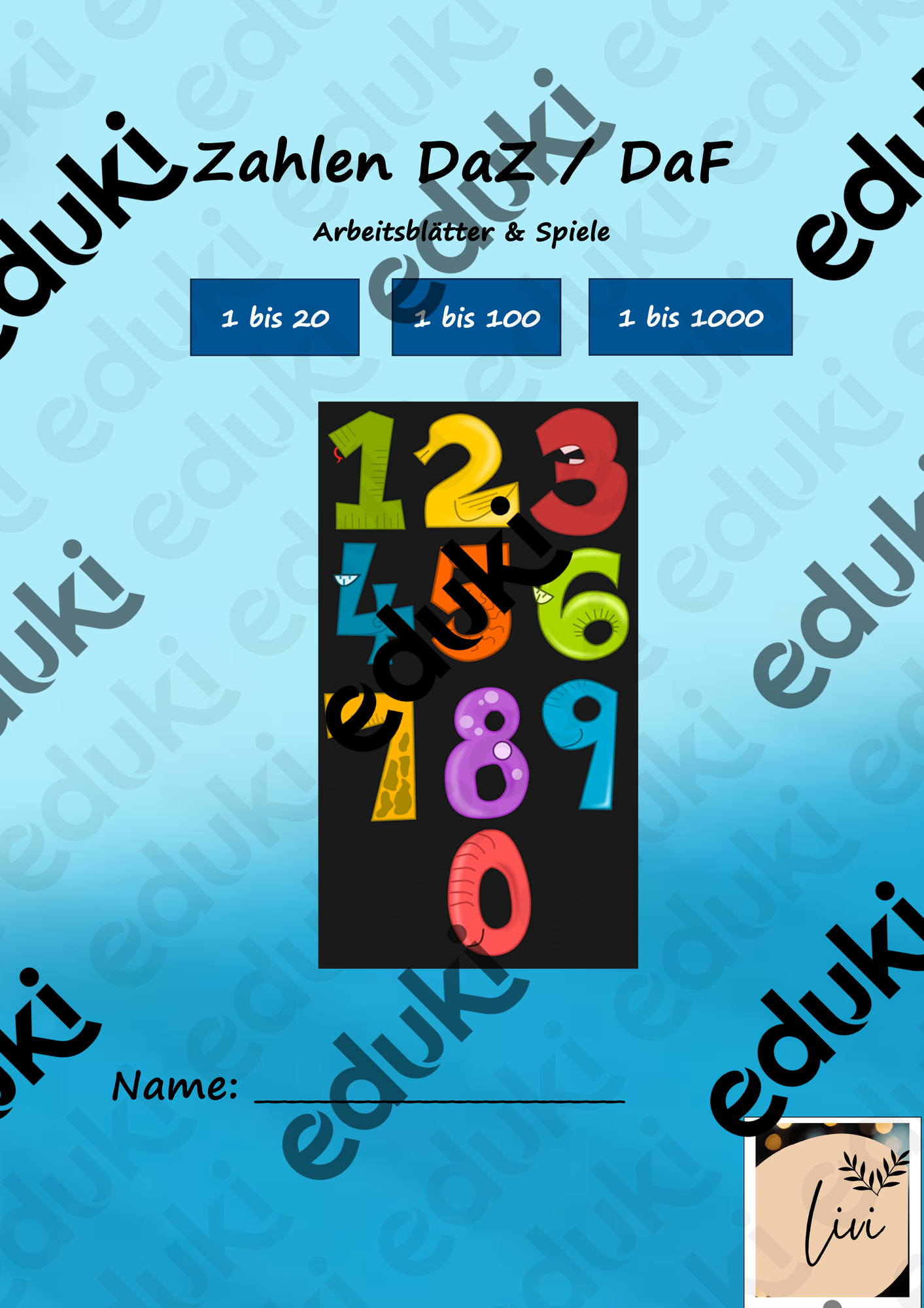 Zahlen 1-1000_DaZ_Deutsch_Arbeitsblätter und Spiele ...