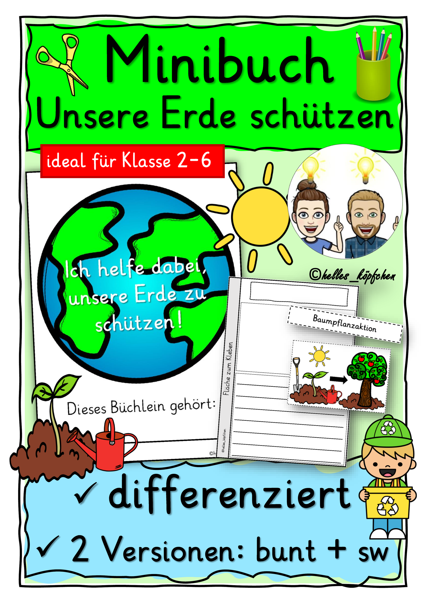 Umweltschutz & Nachhaltigkeit: Erde schützen - Minibuch basteln - Tag ...