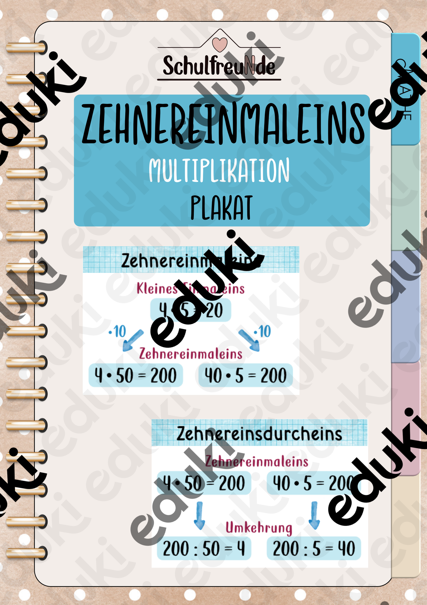 Multiplikation Zehnereinmaleins_Plakate – Unterrichtsmaterial im Fach ...