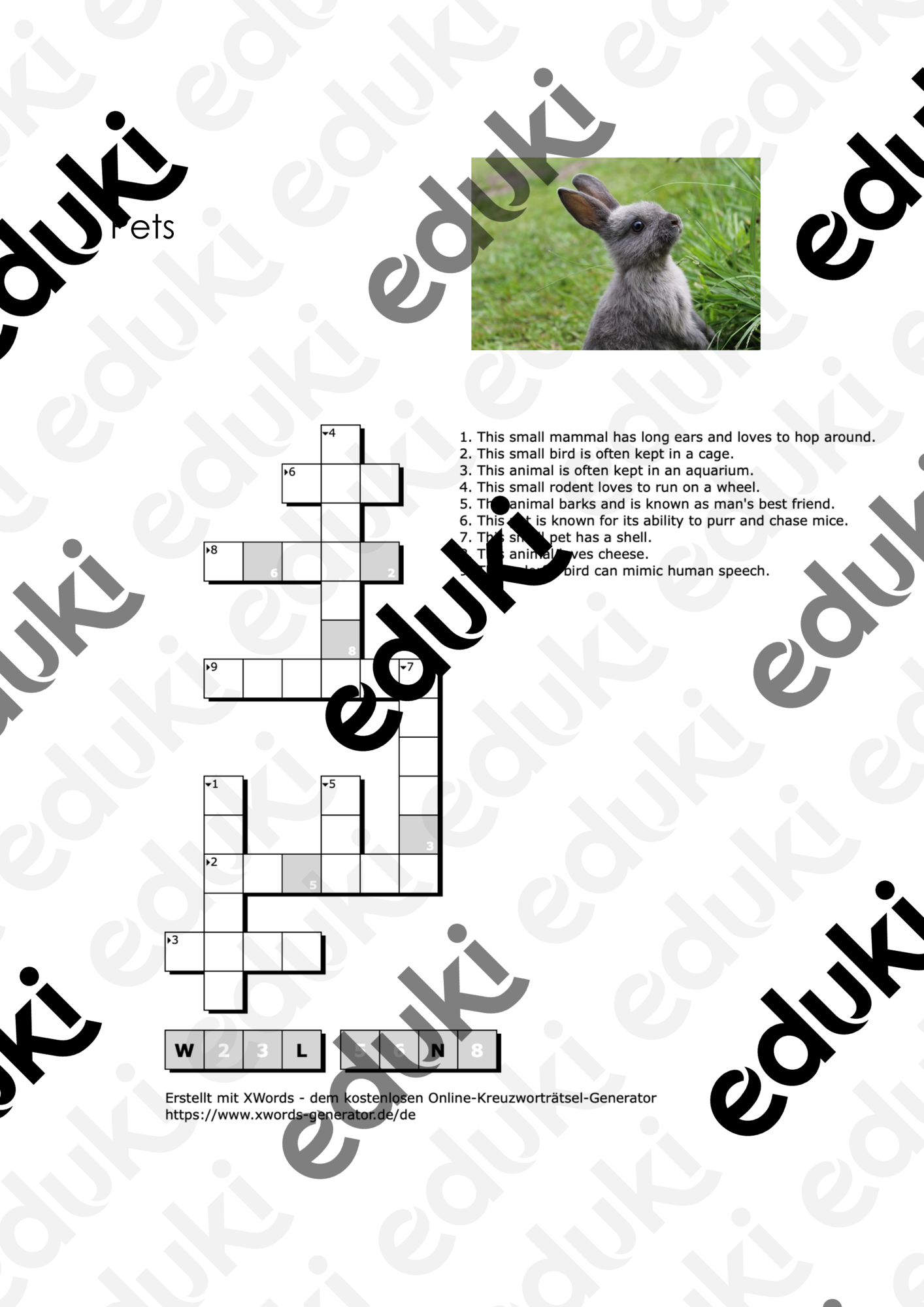 Pets - video + crossword puzzle + solution – Unterrichtsmaterial im ...