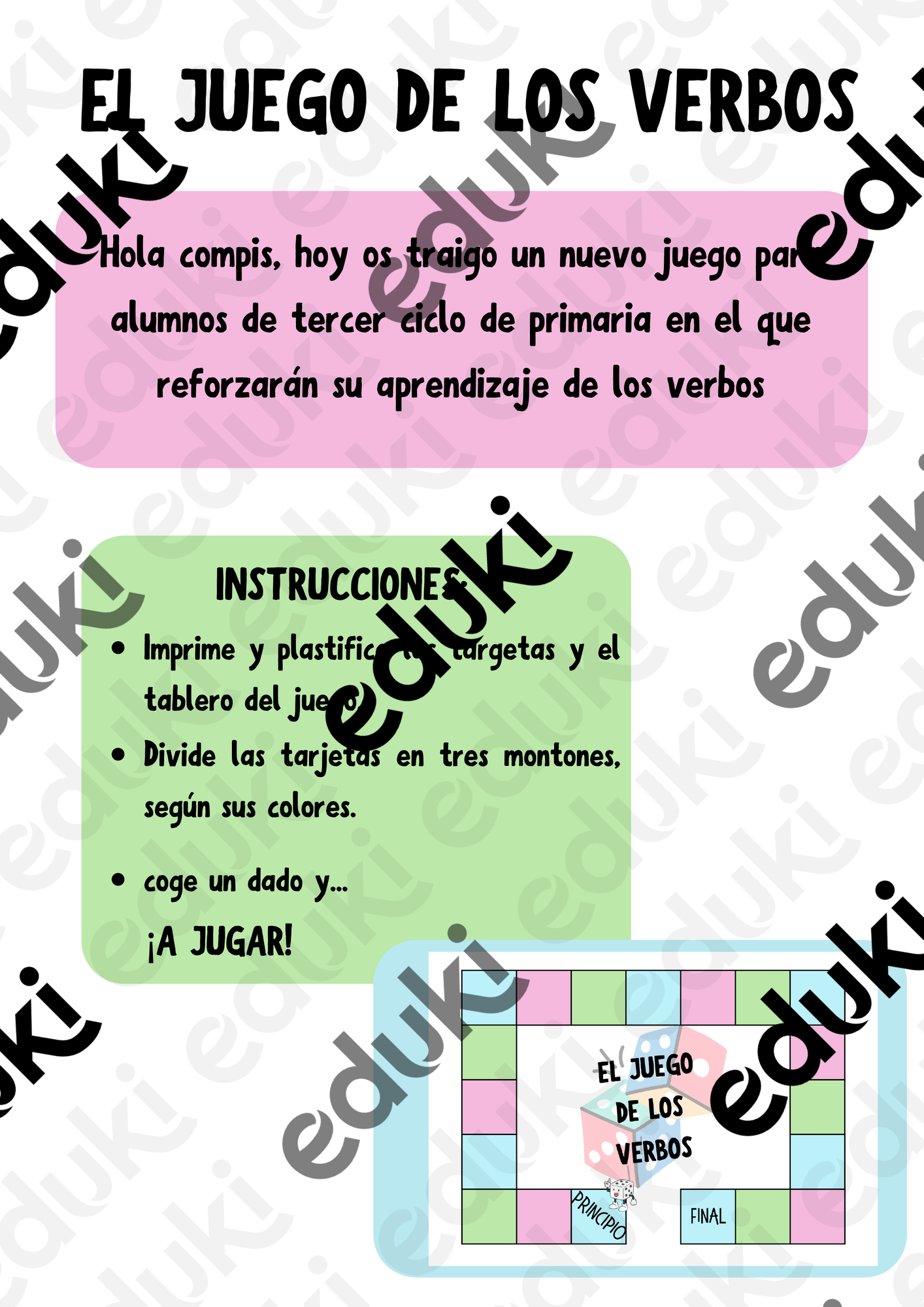 EL JUEGO DE LOS VERBOS - material de la siguiente asignatura Español ...