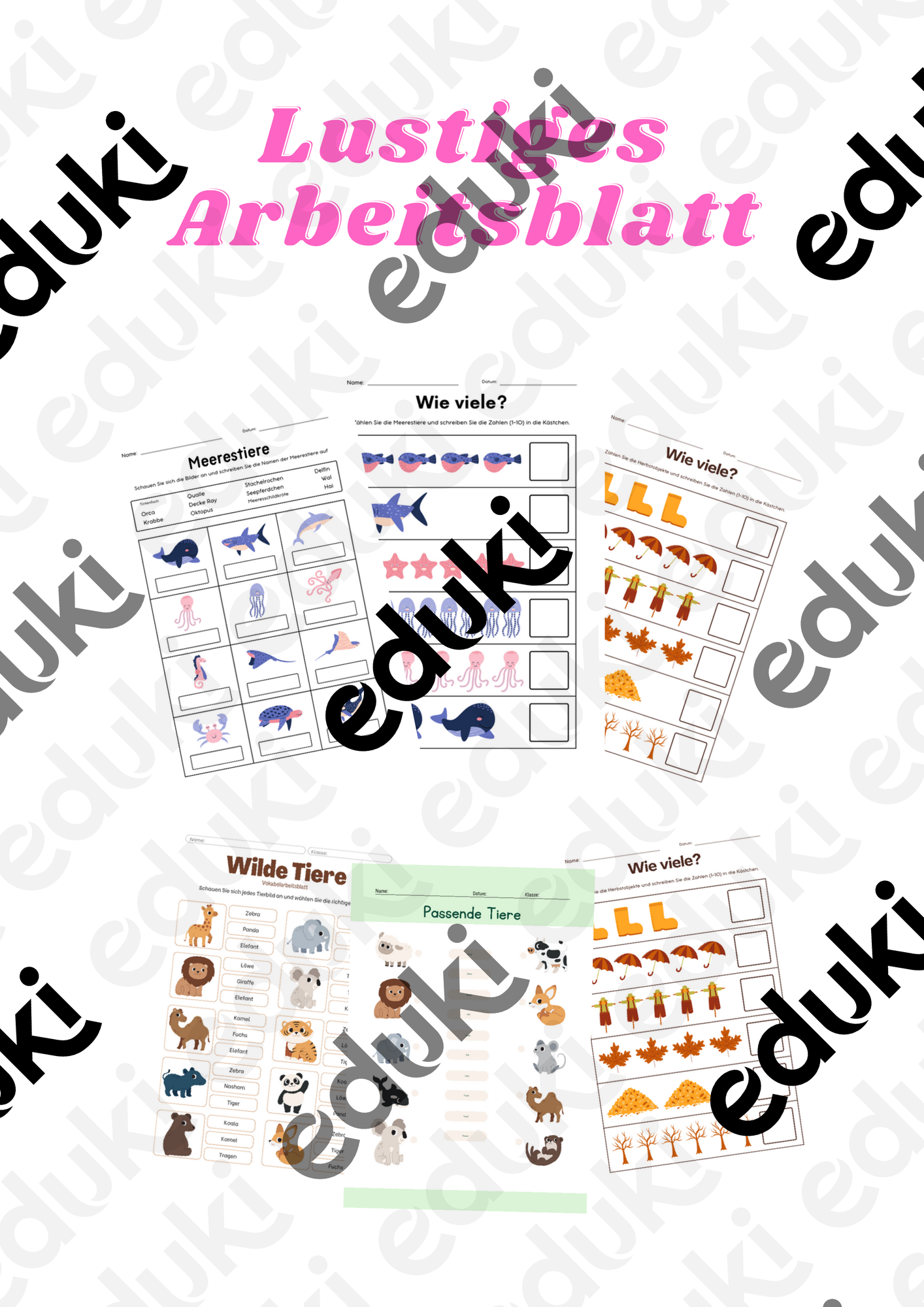 Tiere zählen, Tiere erkennen, Malen, Arbeitsblatt – Unterrichtsmaterial ...