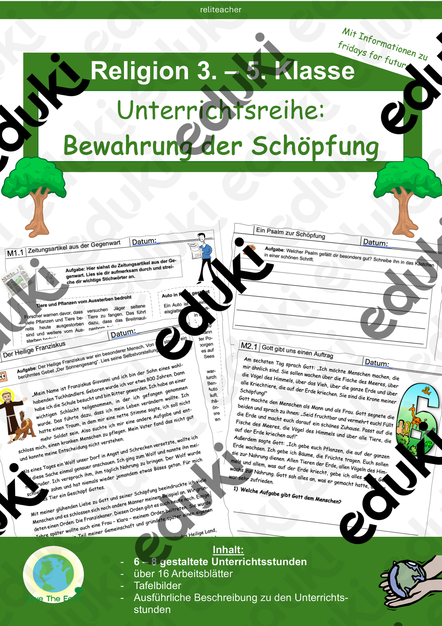 Materialpaket: Schöpfung – Unterrichtsmaterial im Fach Religion