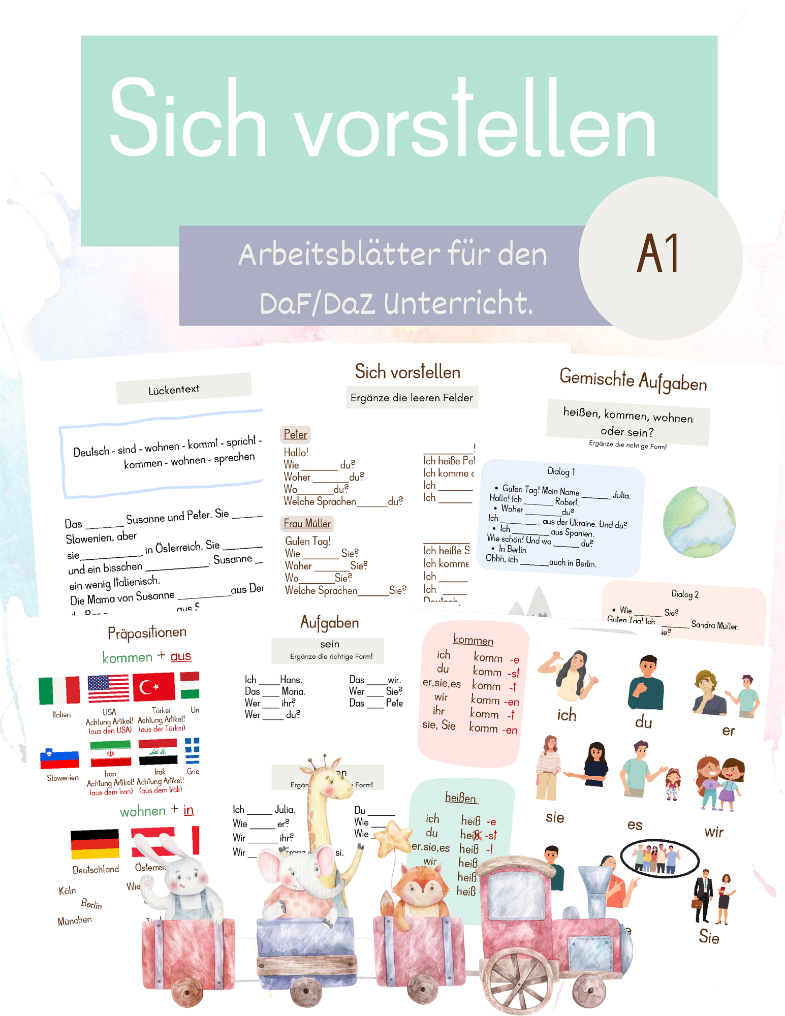 Sich vorstellen - Arbeitsblätter für DaF/ DaZ (A1 – Unterrichtsmaterial ...