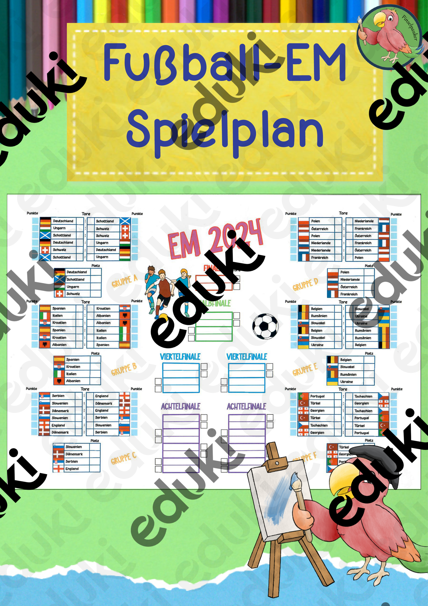 Grundschule, Fußball EM 2024, Spielplan – Unterrichtsmaterial im Fach ...