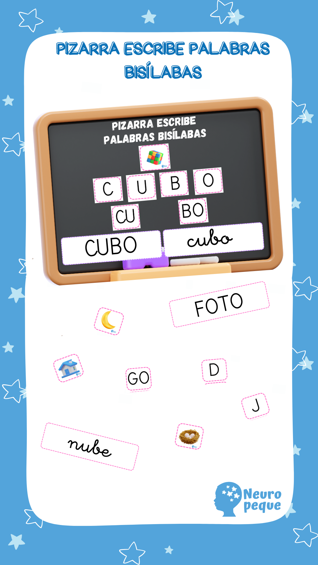 PIZARRA ESCRIBE PALABRAS BISÍLABAS - material de la siguiente ...