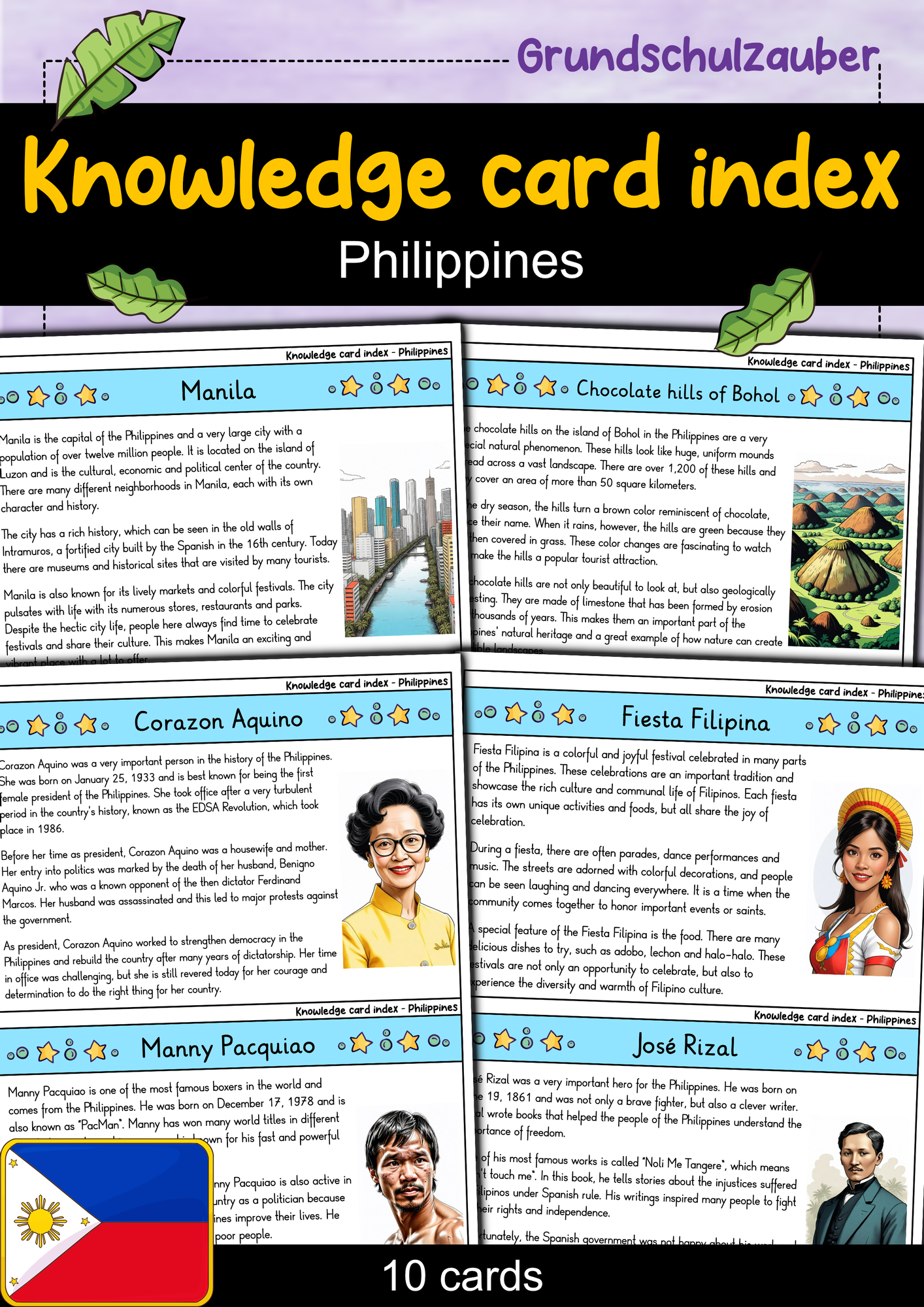 Knowledge card index - Philippines (English) – Unterrichtsmaterial in ...