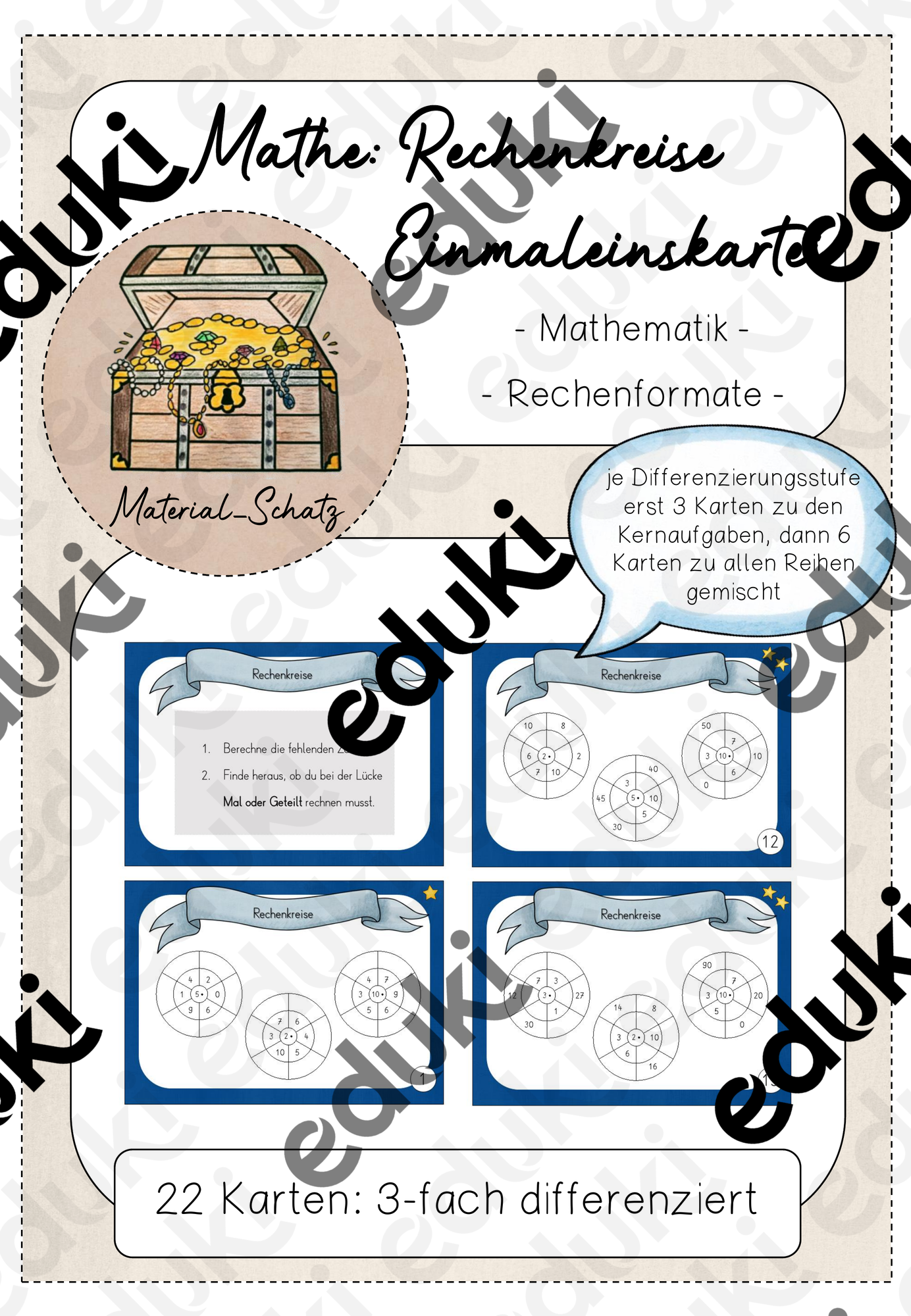 Mathe Kartei: Rechenkreise (Einmaleins) – Unterrichtsmaterial im Fach ...