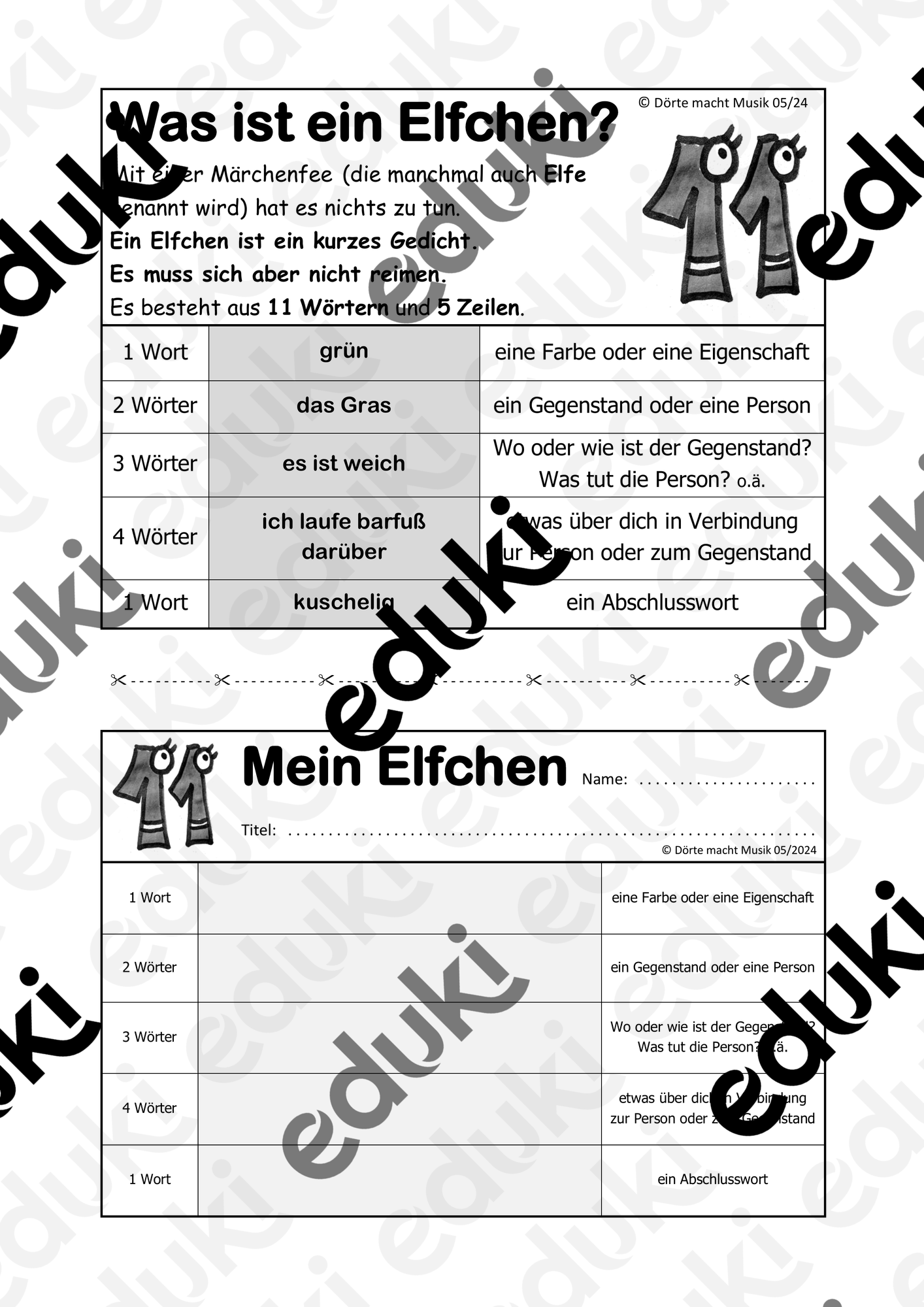 Was ist ein Elfchen Schüler-AB – Unterrichtsmaterial im Fach Deutsch