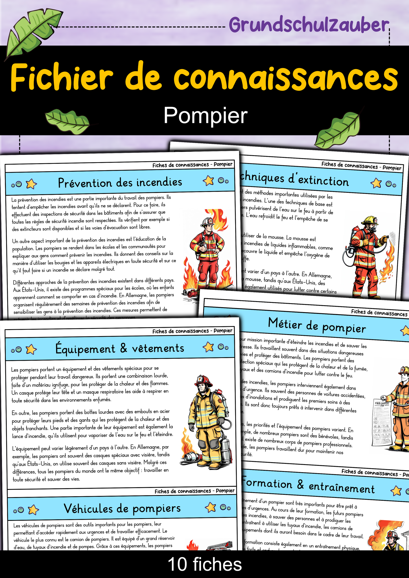 Pompier - Fiches de connaissances - Métiers (français ...