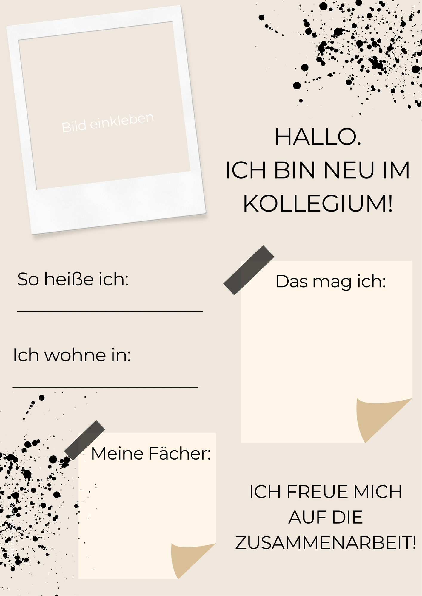 Vorstellung/Steckbrief Kollegium – Unterrichtsmaterial im Fach ...