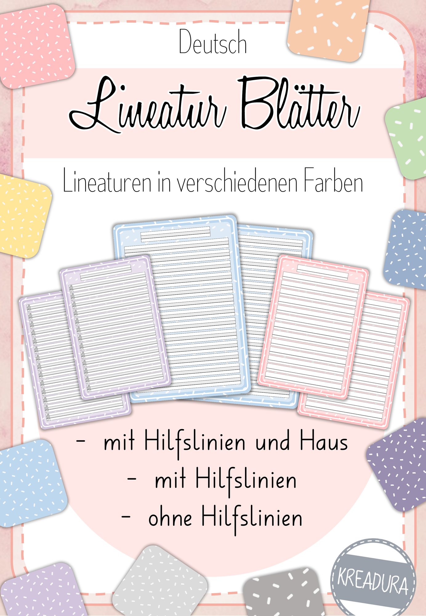 Lineatur Blätter zum Ausdrucken - 15mm Dreigassen-Lineatur ...