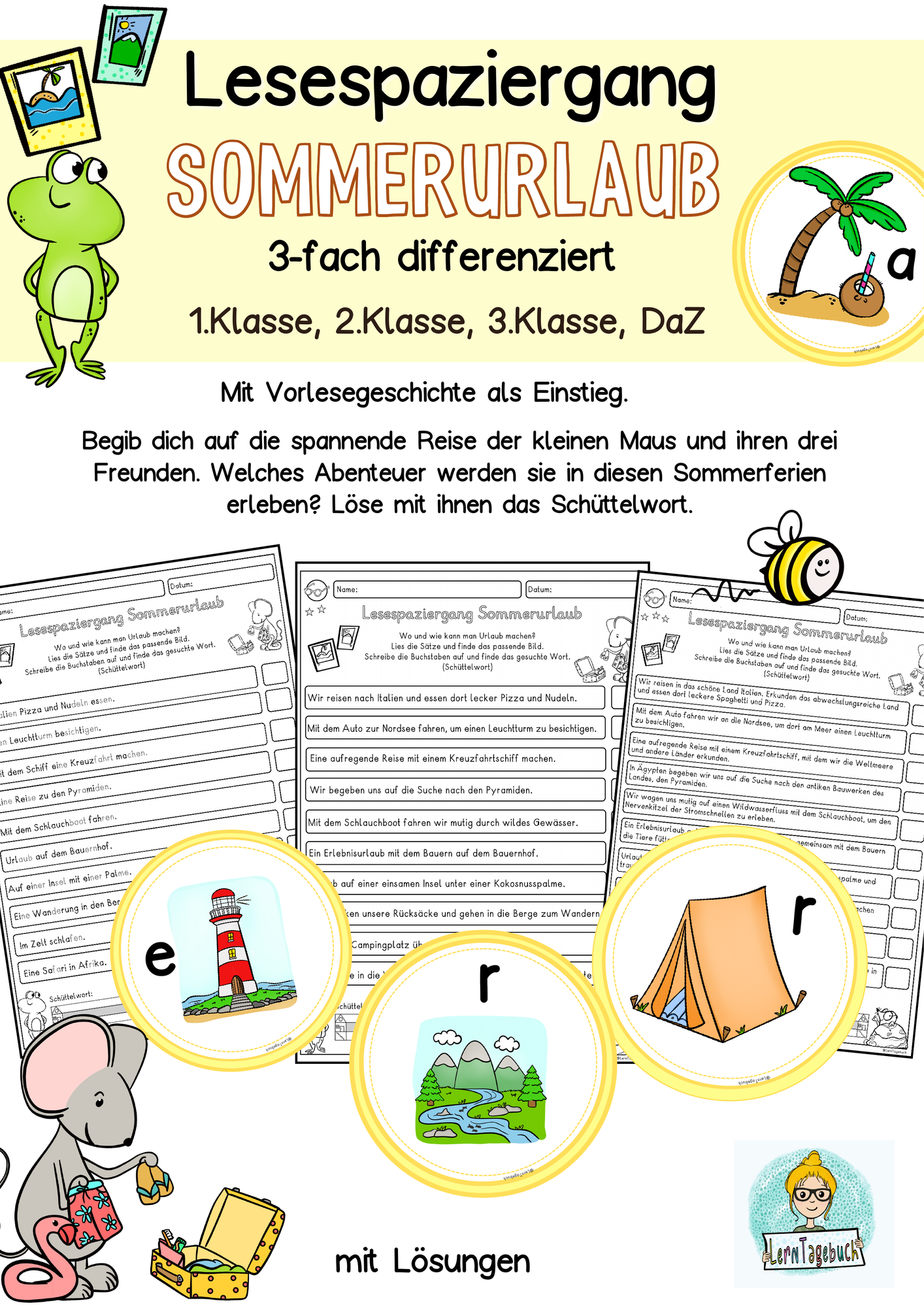 Sommer Lesespaziergang, Lesen 1.Klasse, 2.Klasse, 3.Klasse Sommerferien ...