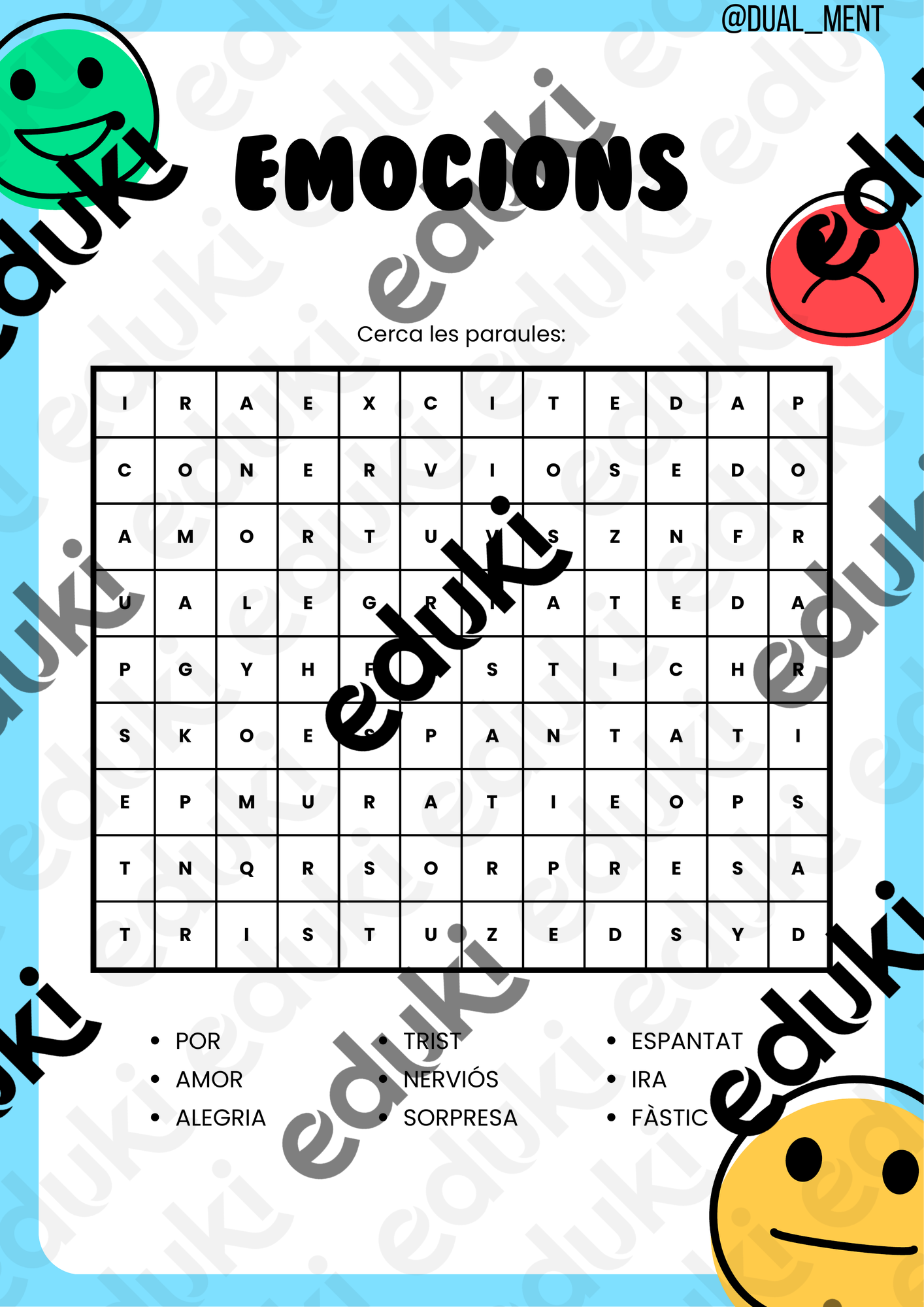 Sopa de letras de las emociones - material de la siguiente asignatura ...