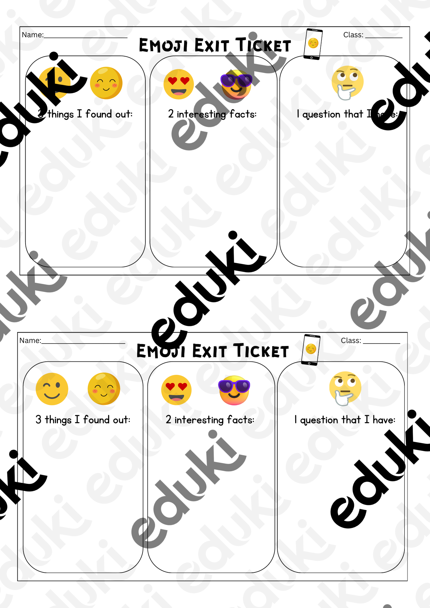 Emoji Exit Ticket – Unterrichtsmaterial im Fach Englisch