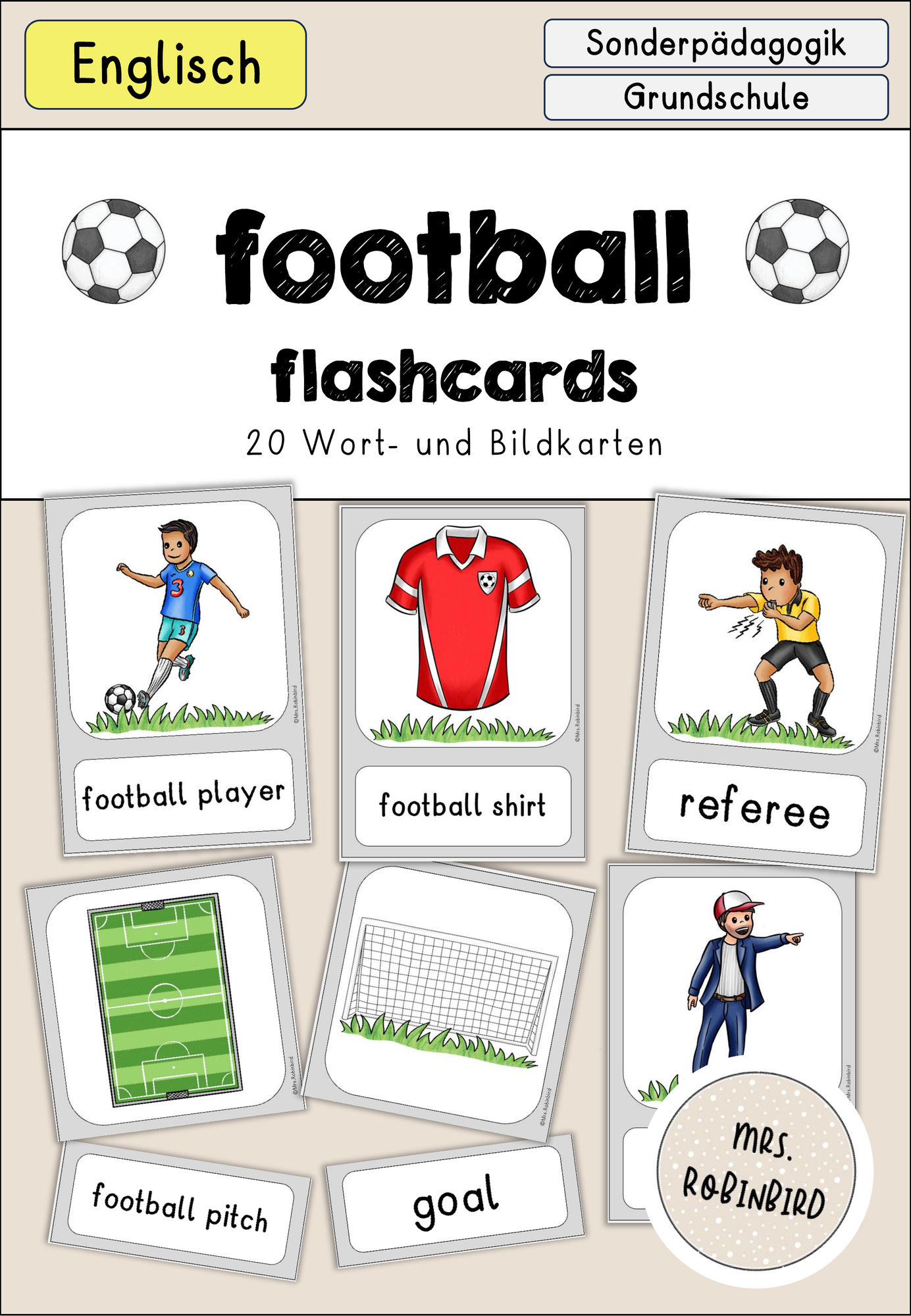 football flashcards Tafelmaterial - Englisch – Unterrichtsmaterial im ...