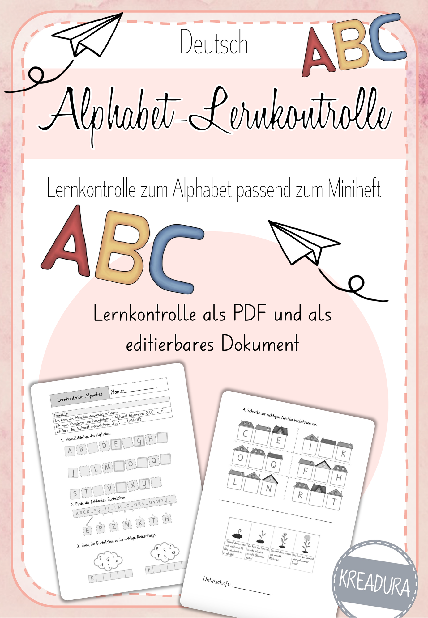 Alphabet Lernkontrolle - Test zum ABC – Unterrichtsmaterial im Fach Deutsch