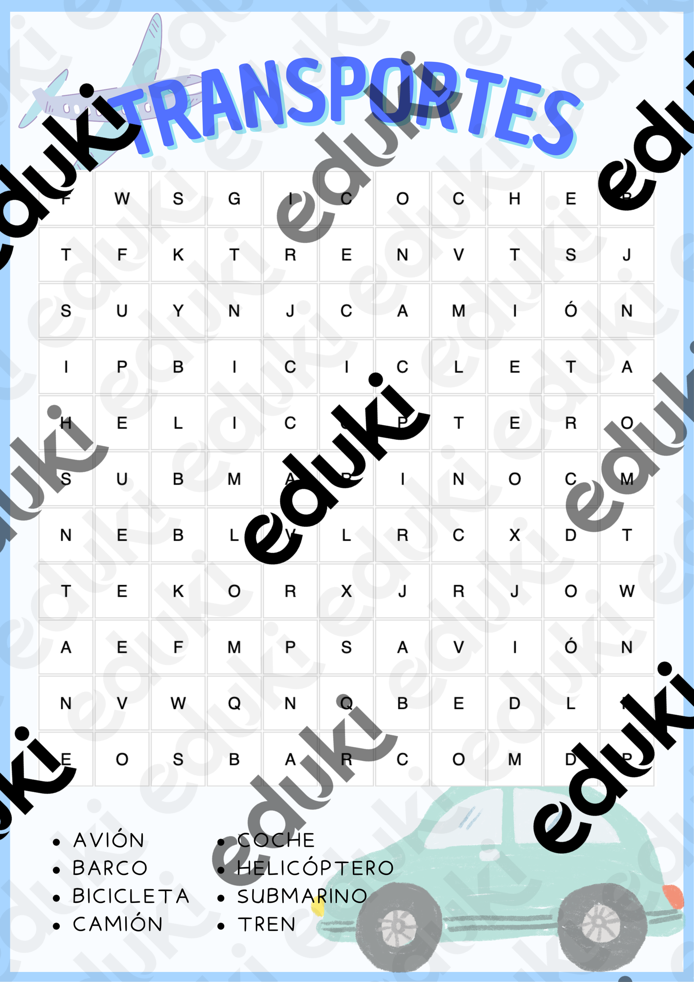 Sopa de letras (transportes) - material de la siguiente asignatura ...