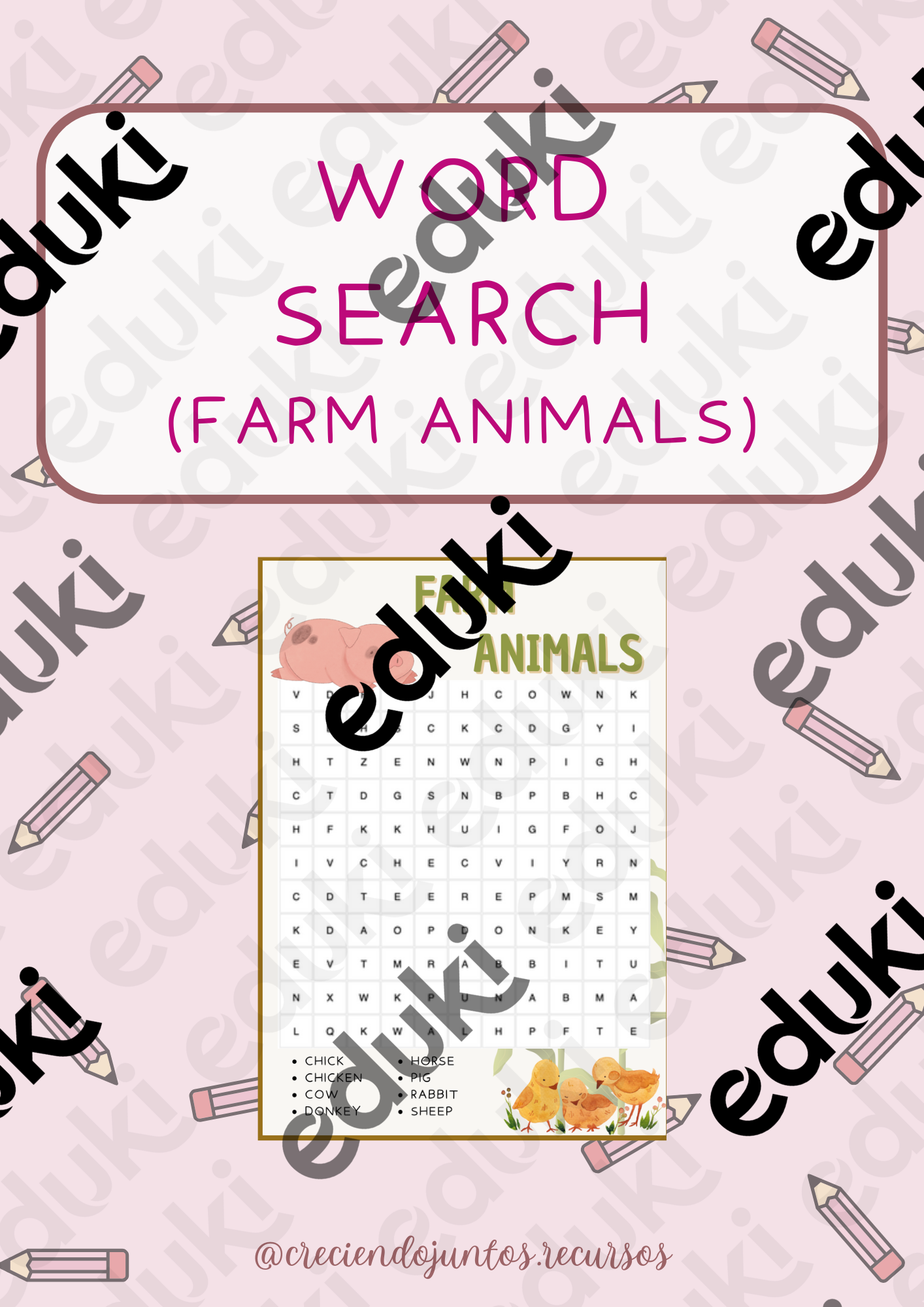 Sopa de letras-word search (farm animals) - material de la siguiente ...