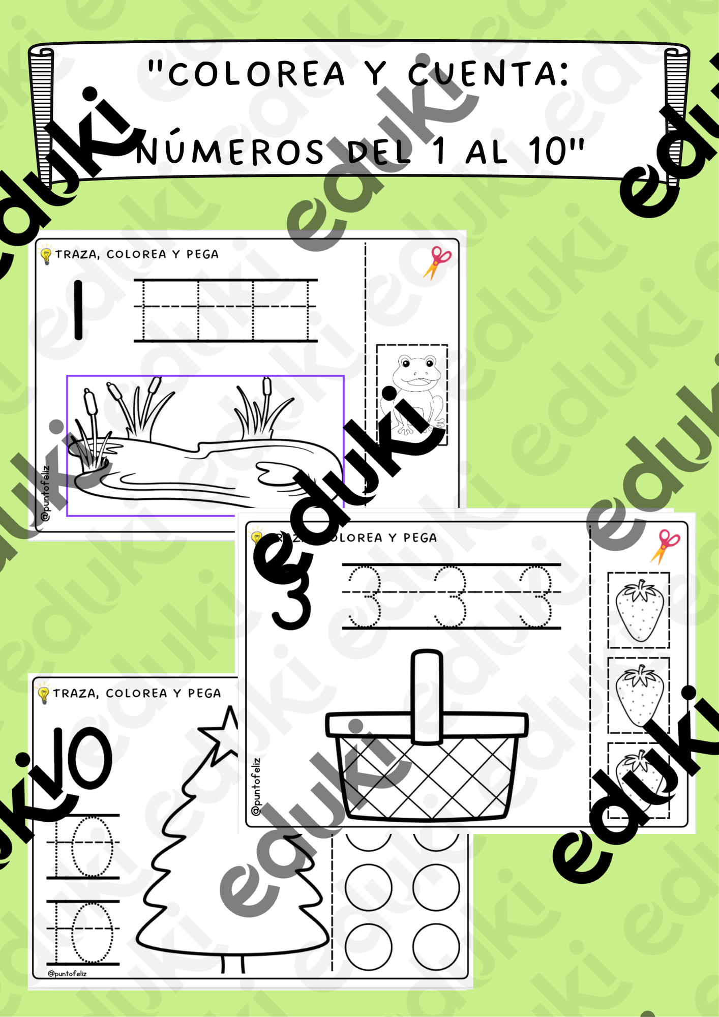 "Traza, Colorea y Pega: Números del 1 al 10" - material de la siguiente ...