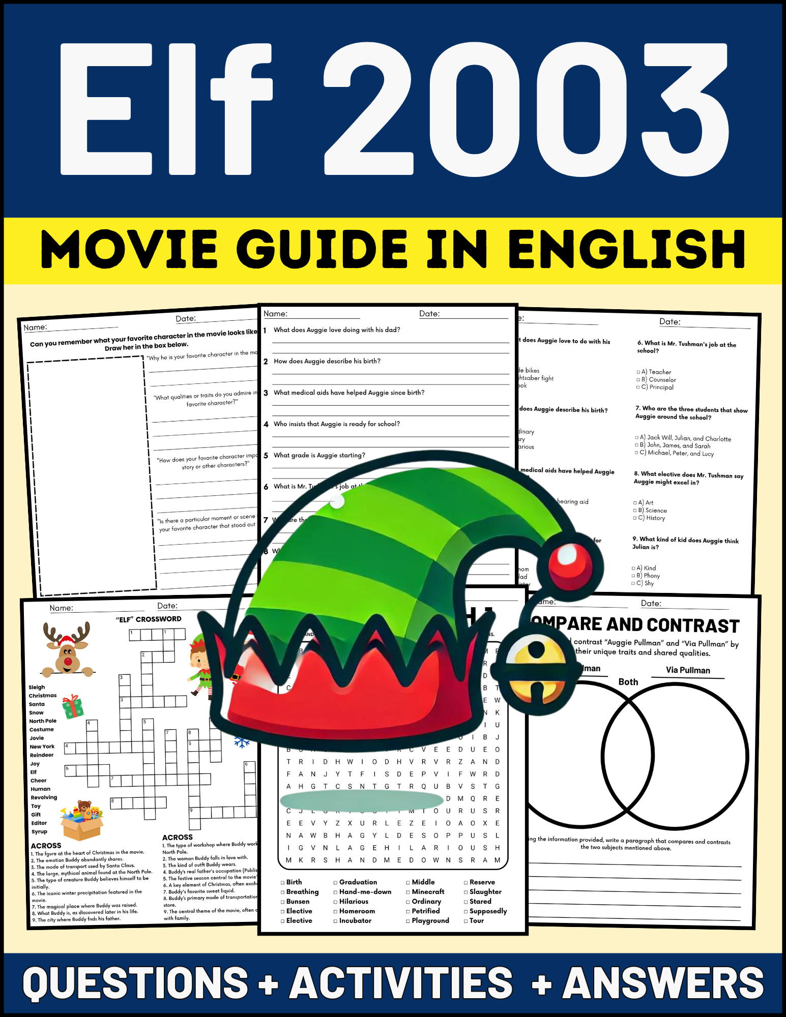 Elf 2003 Movie Guide: Questions + Activities Puzzles + Answers ...