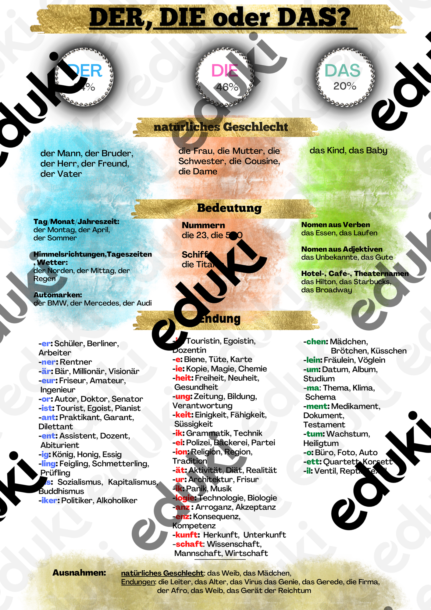 Genus und Plural - Regeln – Unterrichtsmaterial im Fach DaZ/DaF