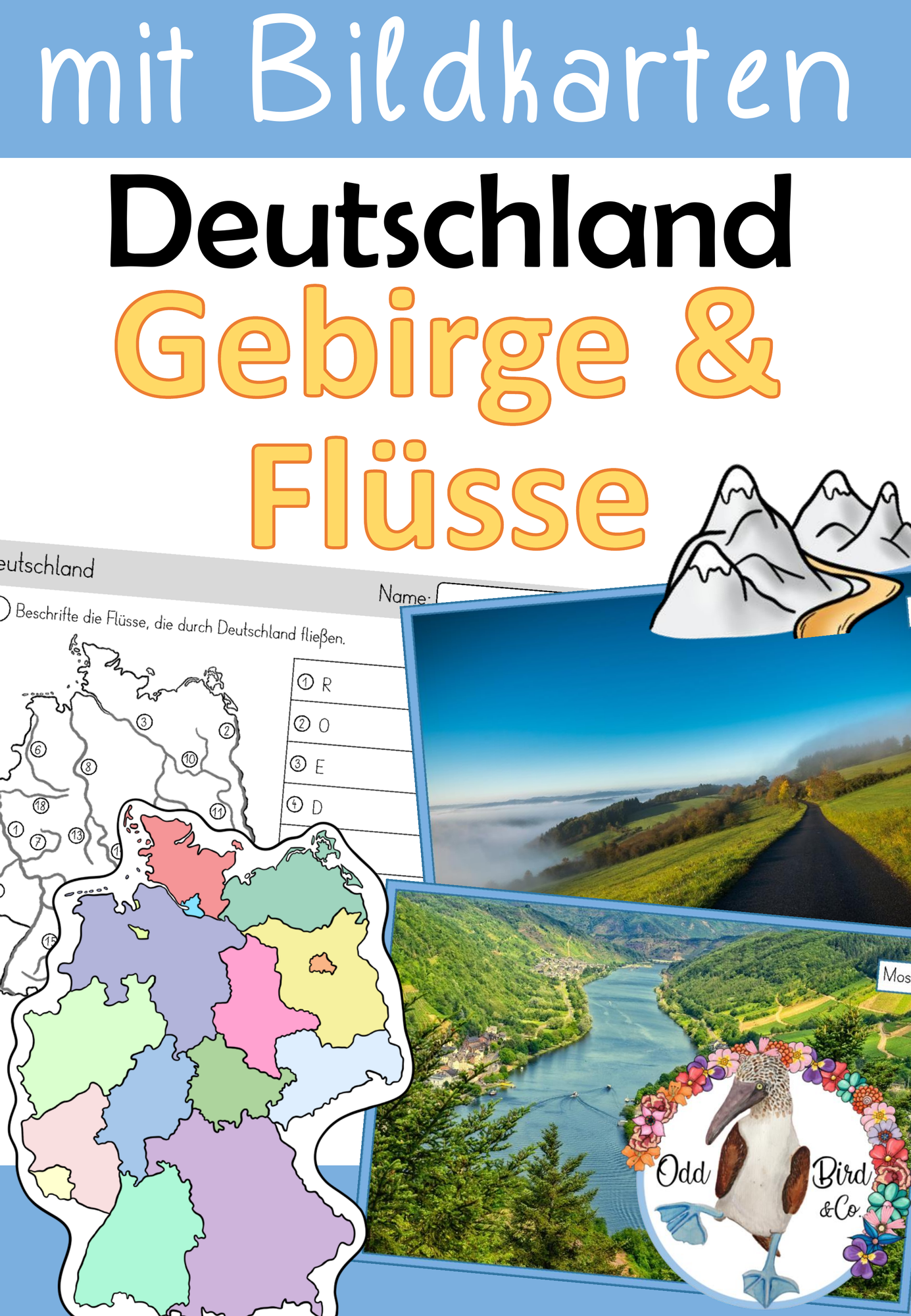 Deutschland - Gebirge und Flüsse - Arbeitsblätter und Bildkarten ...