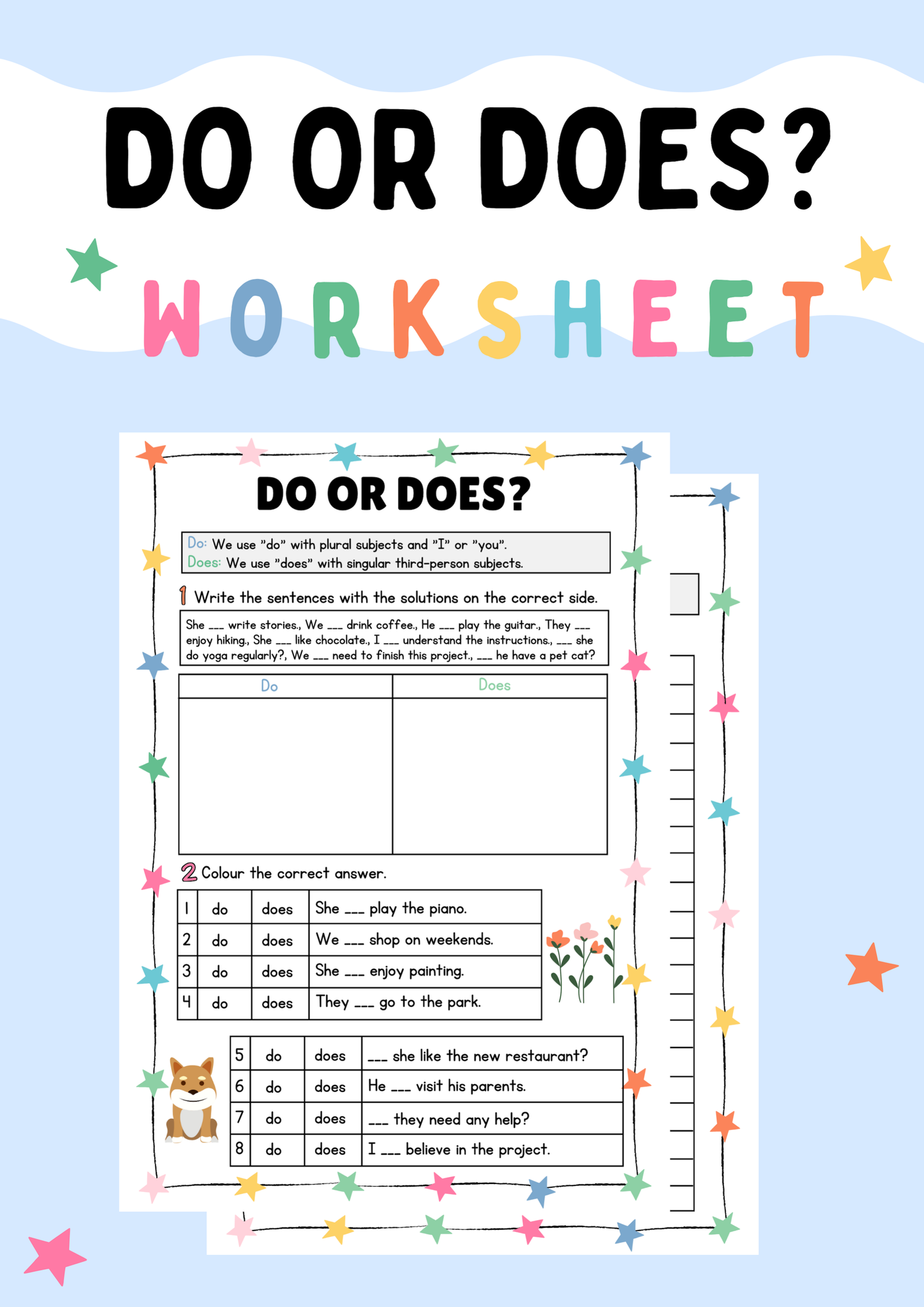 Simple Present Do or Does Questions Do Does Grammatik Arbeitsblätter ...