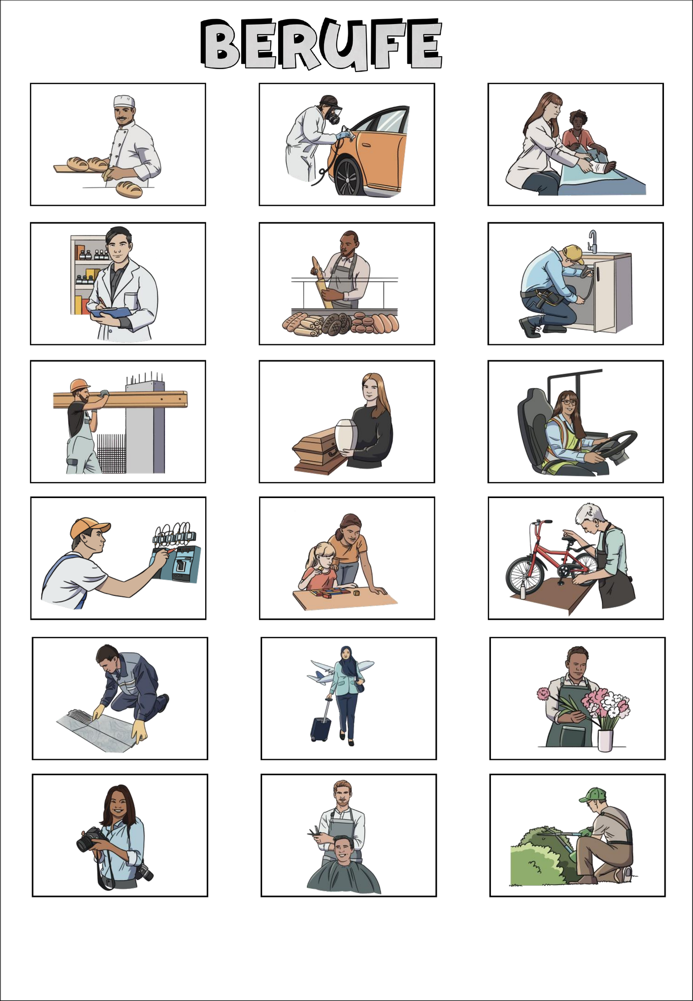 Symbole zum Einkleben ins Vokabelheft "57 Berufe" Fahrzeuge DaZ / DaF ...